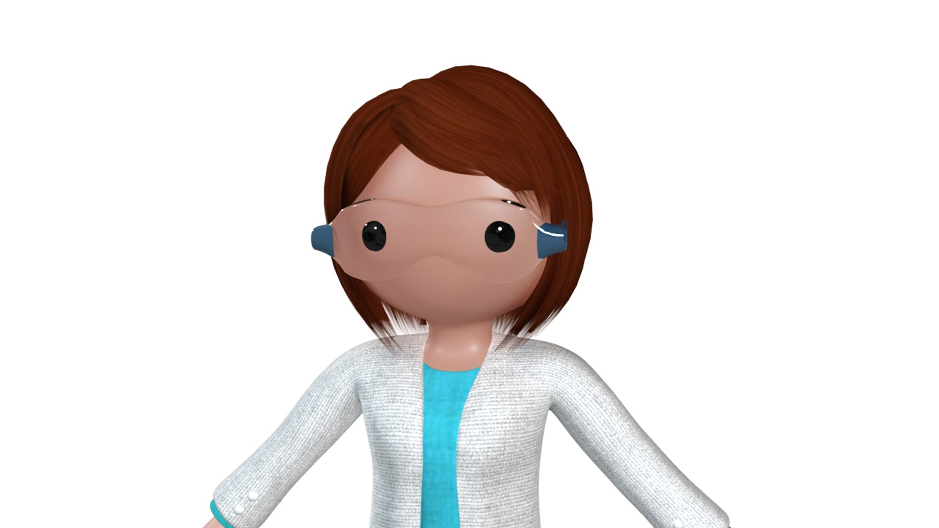 3d Rigged Female Cartoony Scientist Model