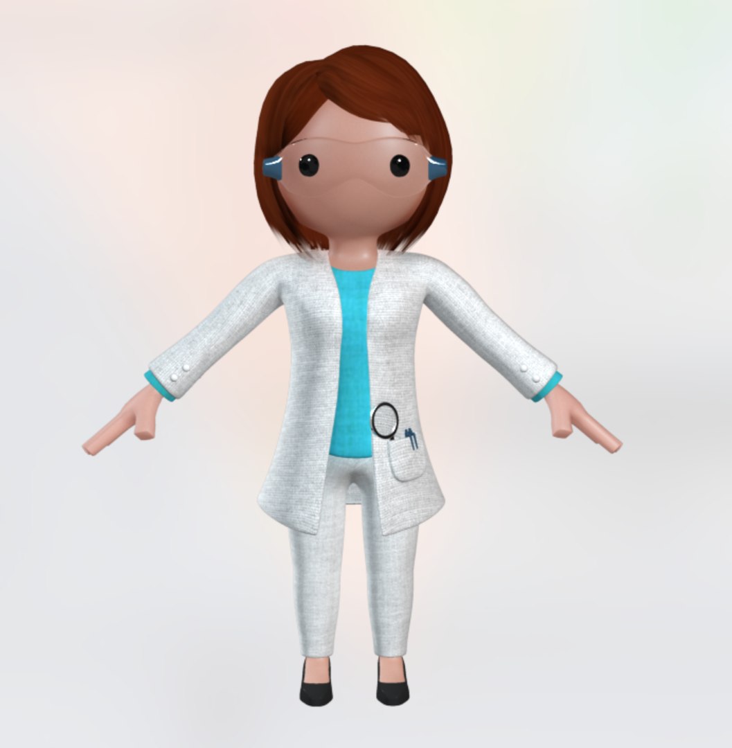 3d Rigged Female Cartoony Scientist Model