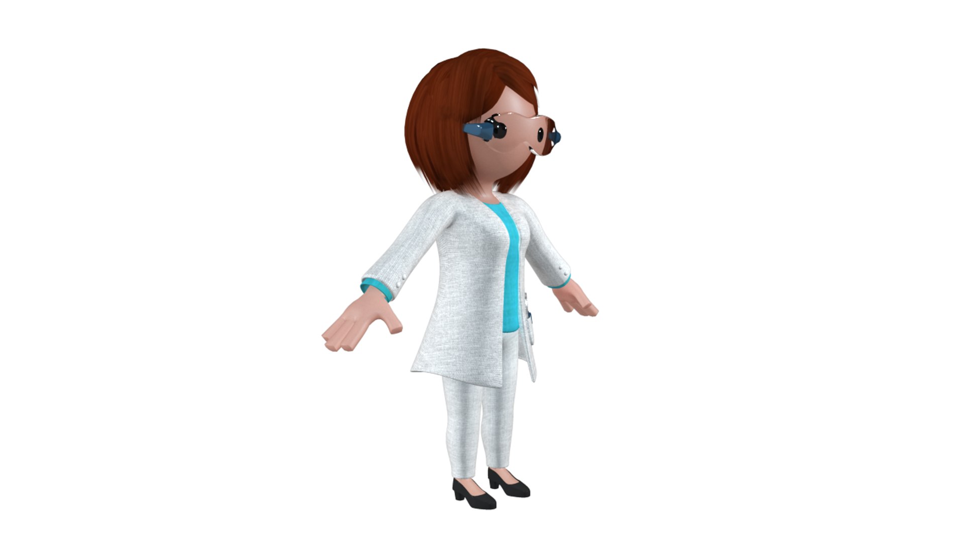 3d Rigged Female Cartoony Scientist Model