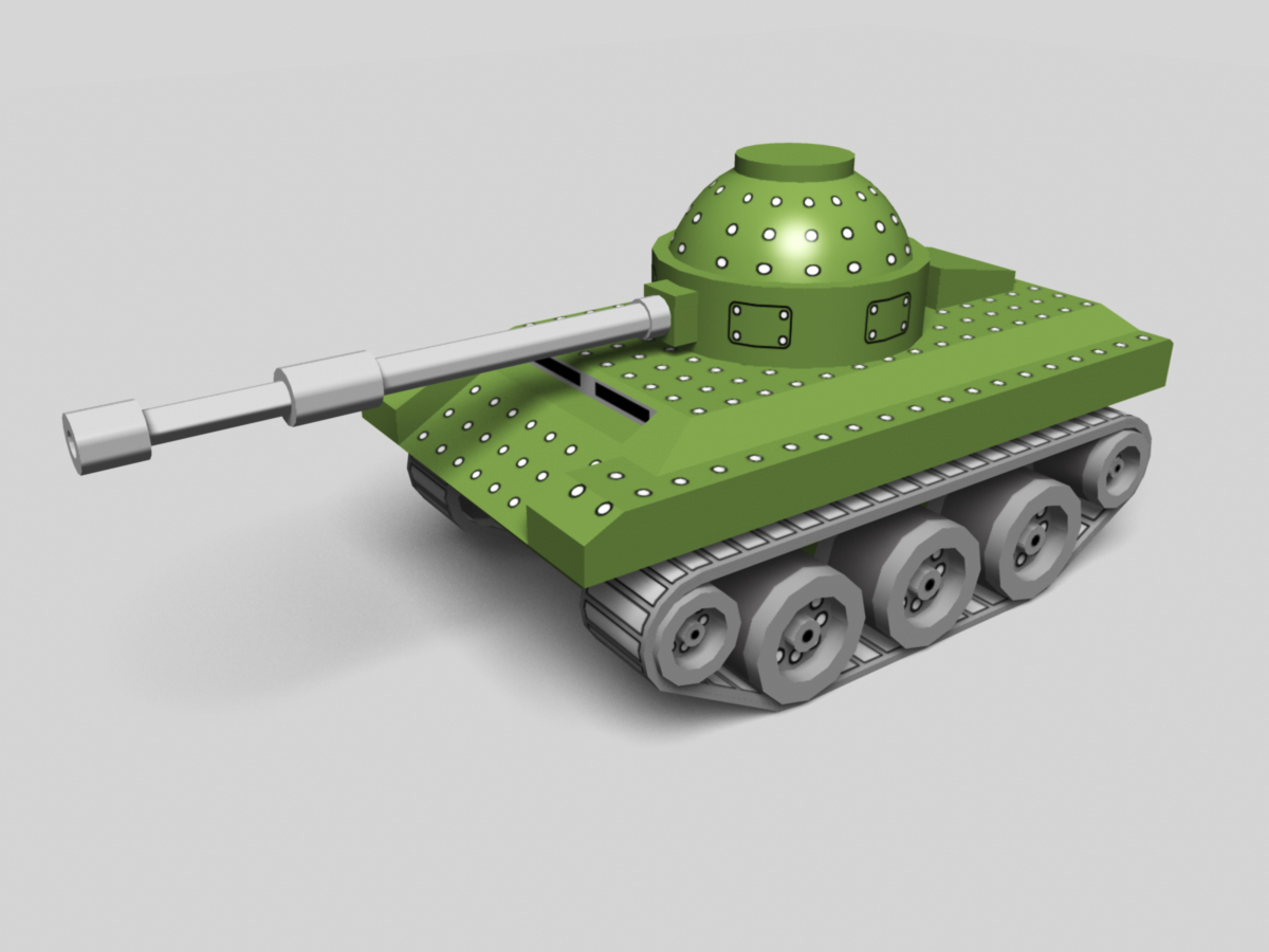cartoon toy tank 3d model