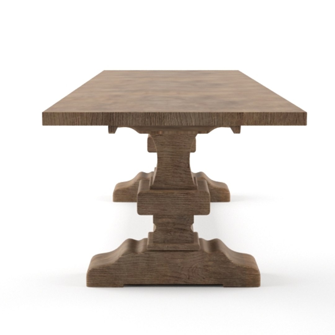 reclaimed oak baluster table 3d model