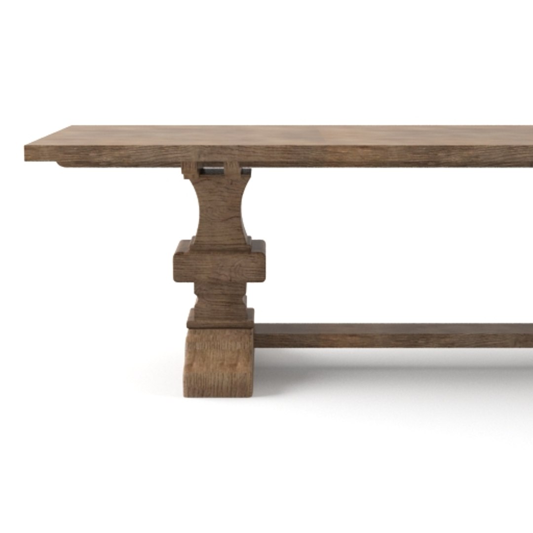 reclaimed oak baluster table 3d model