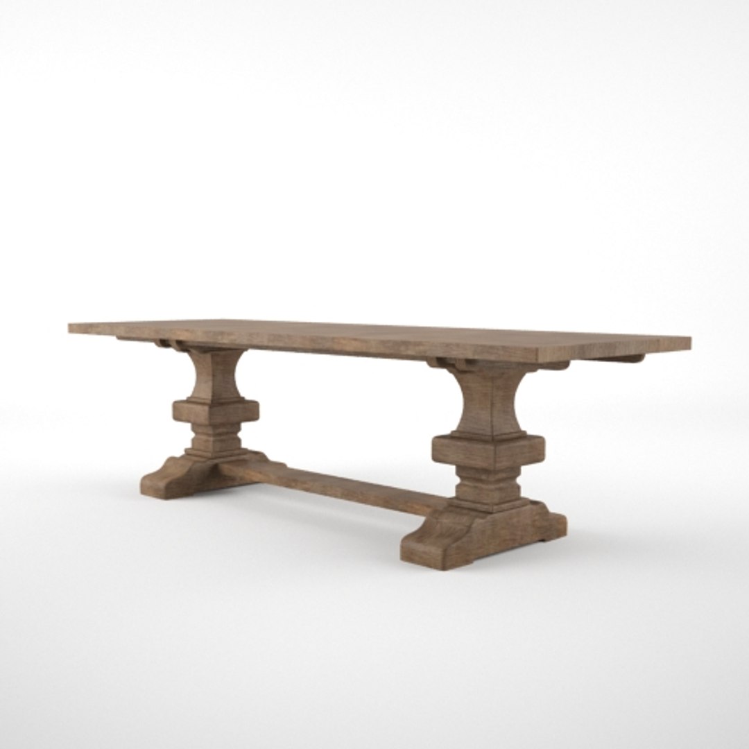 reclaimed oak baluster table 3d model