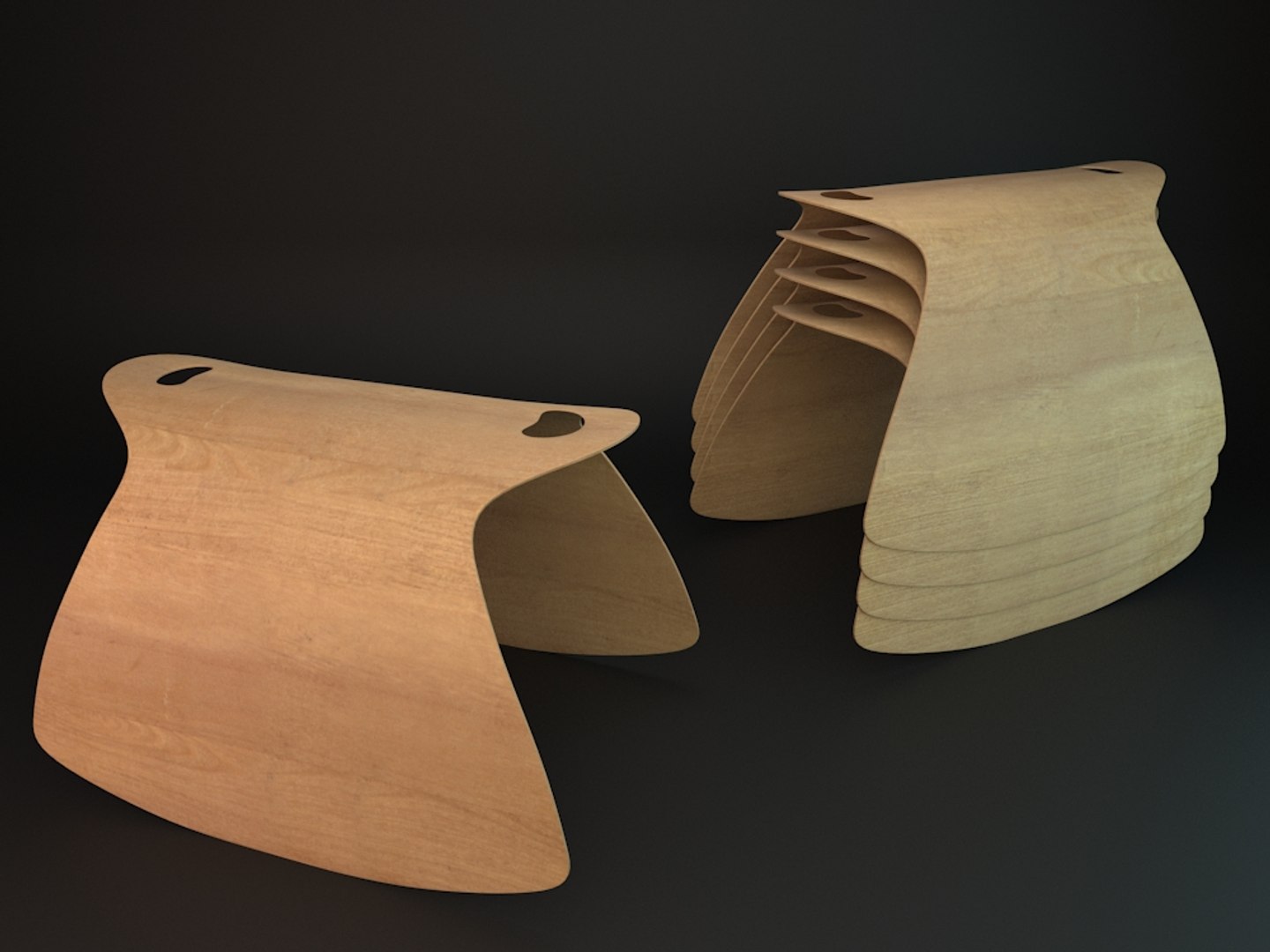 wooden stool 3d dxf