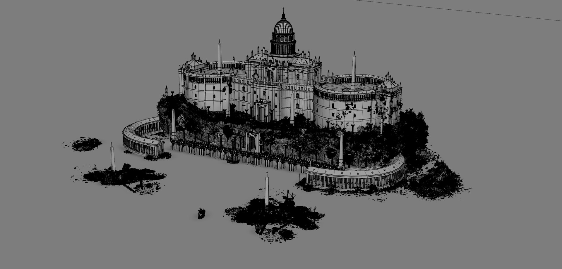 Fantasy Dome Island Castle Environment 3D - TurboSquid 2232418