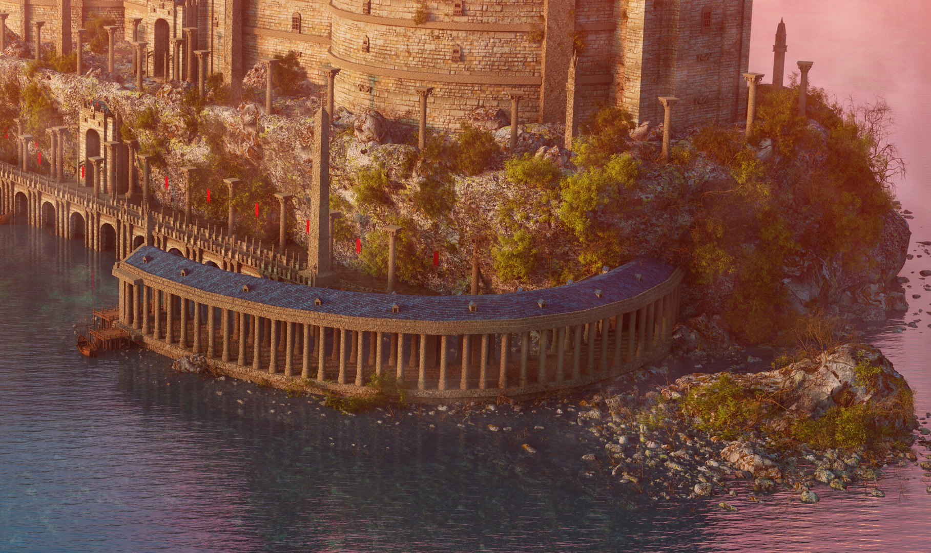 Fantasy Dome Island Castle Environment 3D - TurboSquid 2232418