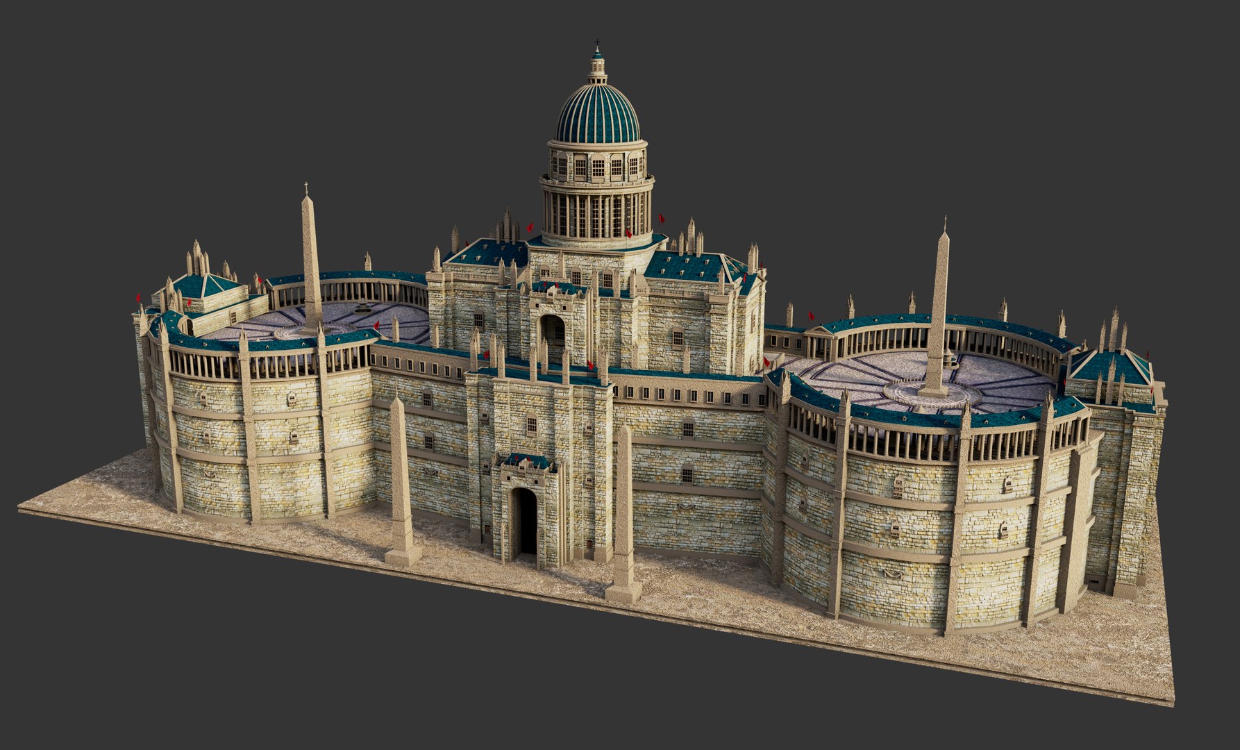 Fantasy Dome Island Castle Environment 3D - TurboSquid 2232418