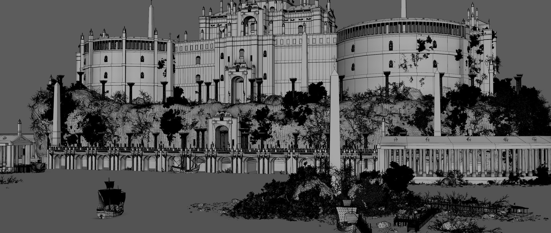 Fantasy Dome Island Castle Environment 3D - TurboSquid 2232418
