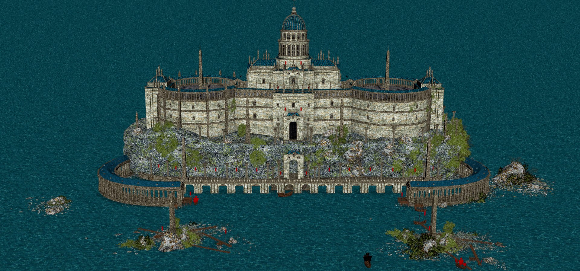 Fantasy Dome Island Castle Environment 3D - TurboSquid 2232418