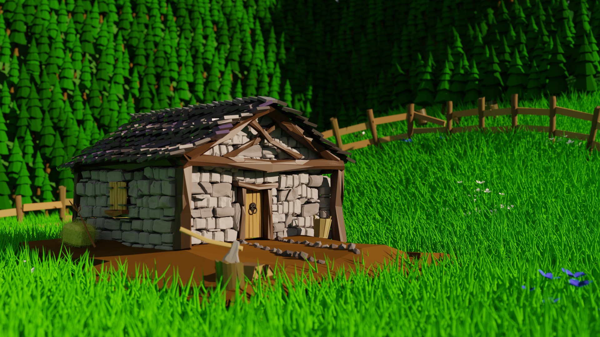Low Poly Stone House 3D - TurboSquid 1849167