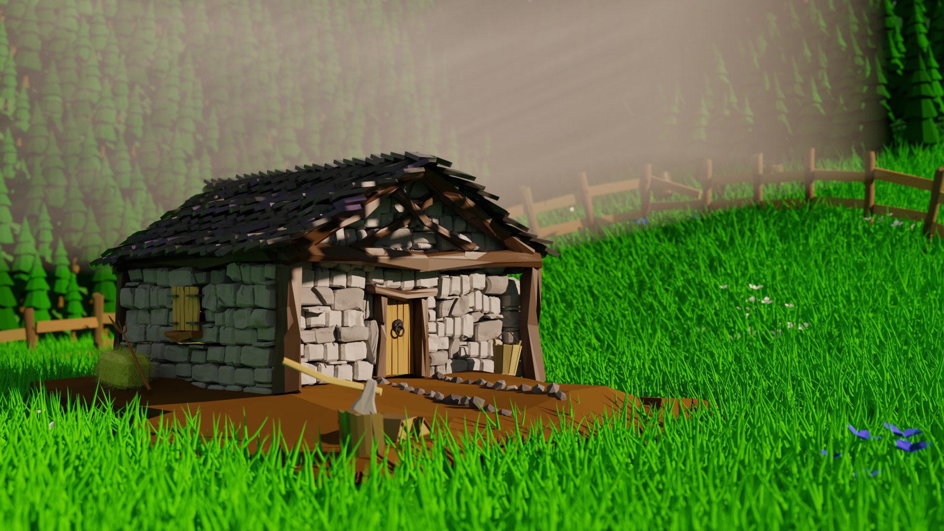 Low Poly Stone House 3D - TurboSquid 1849167