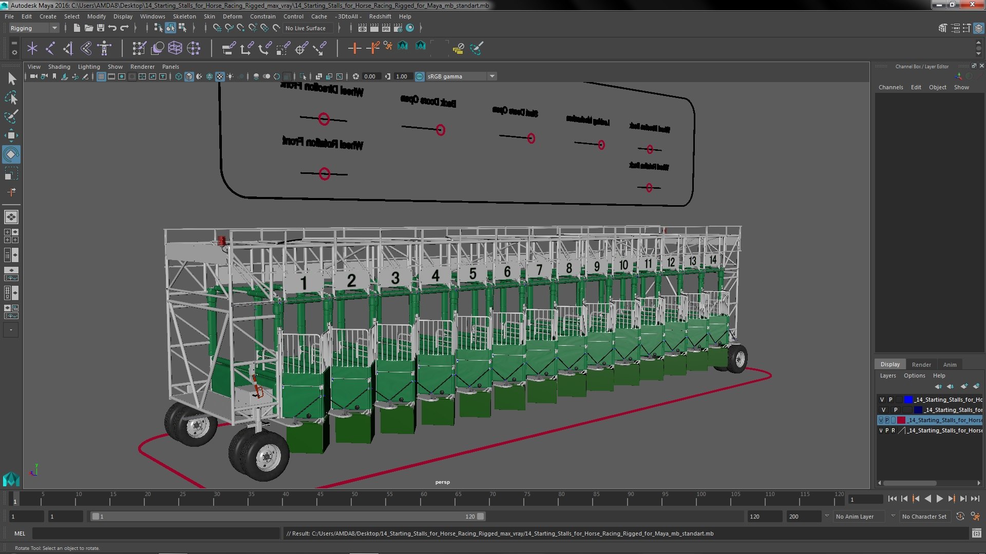 3D 14 Starting Stalls for Horse Racing Rigged for Maya - TurboSquid 2052273