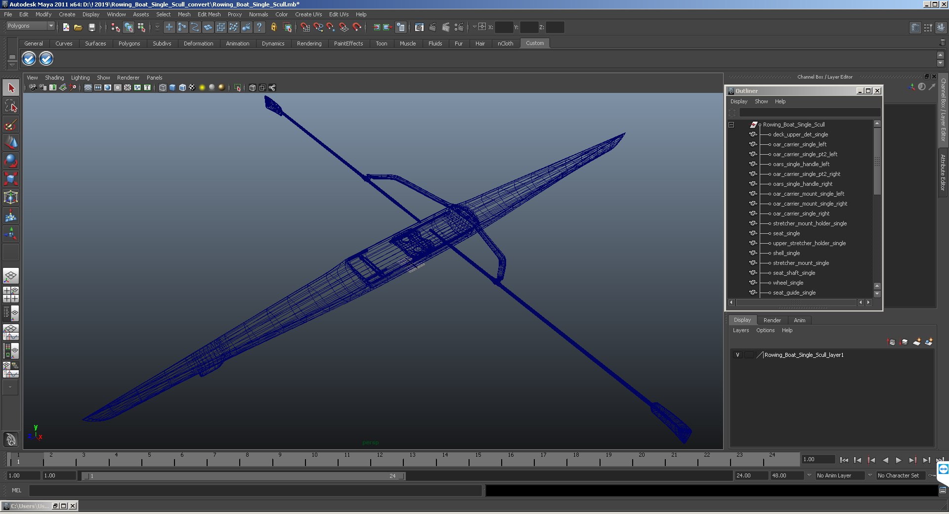 3D model single scull rowing boat - TurboSquid 1387635