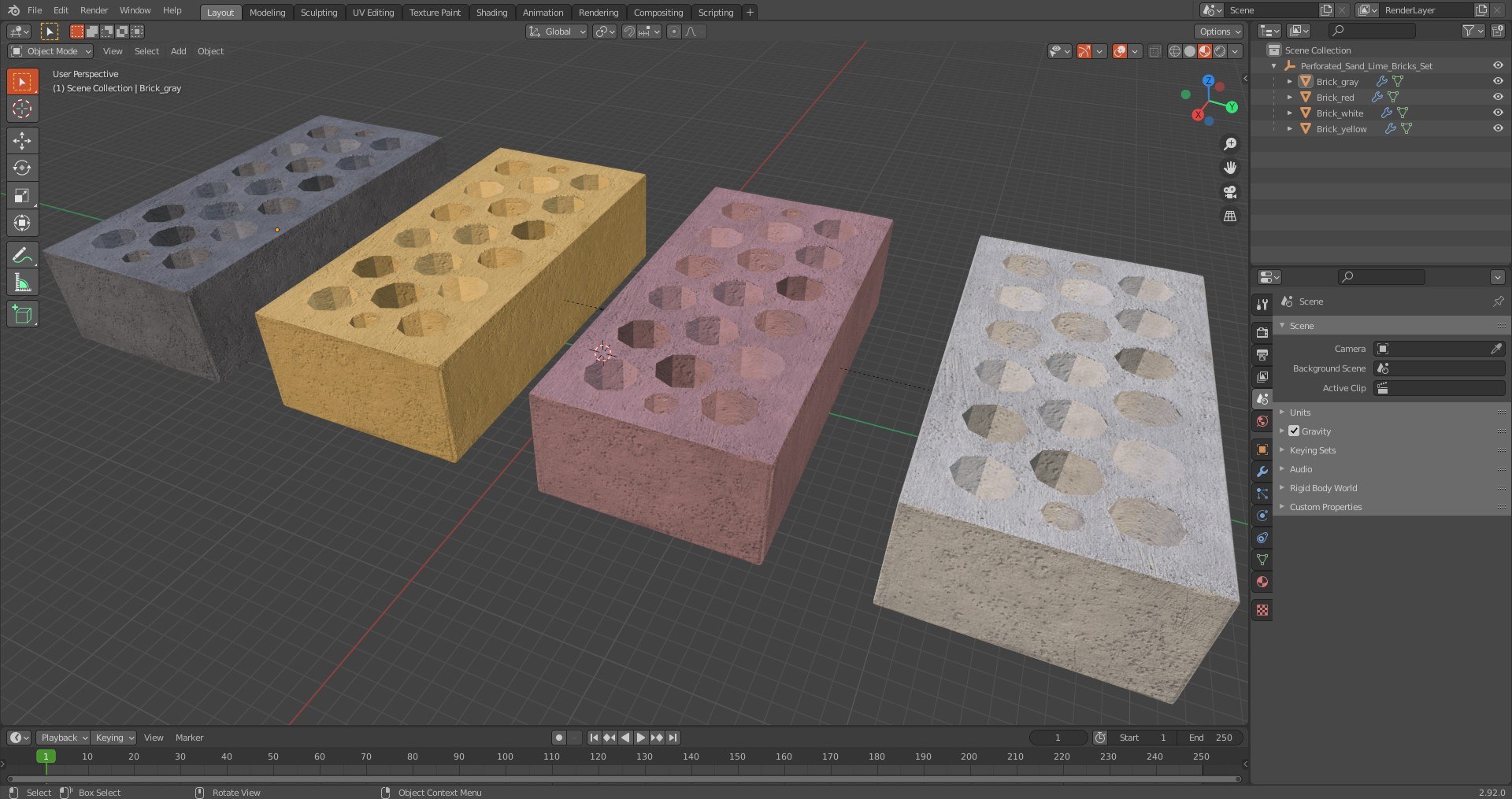 Perforated Sand Lime Bricks Set 3D Model - TurboSquid 2146043
