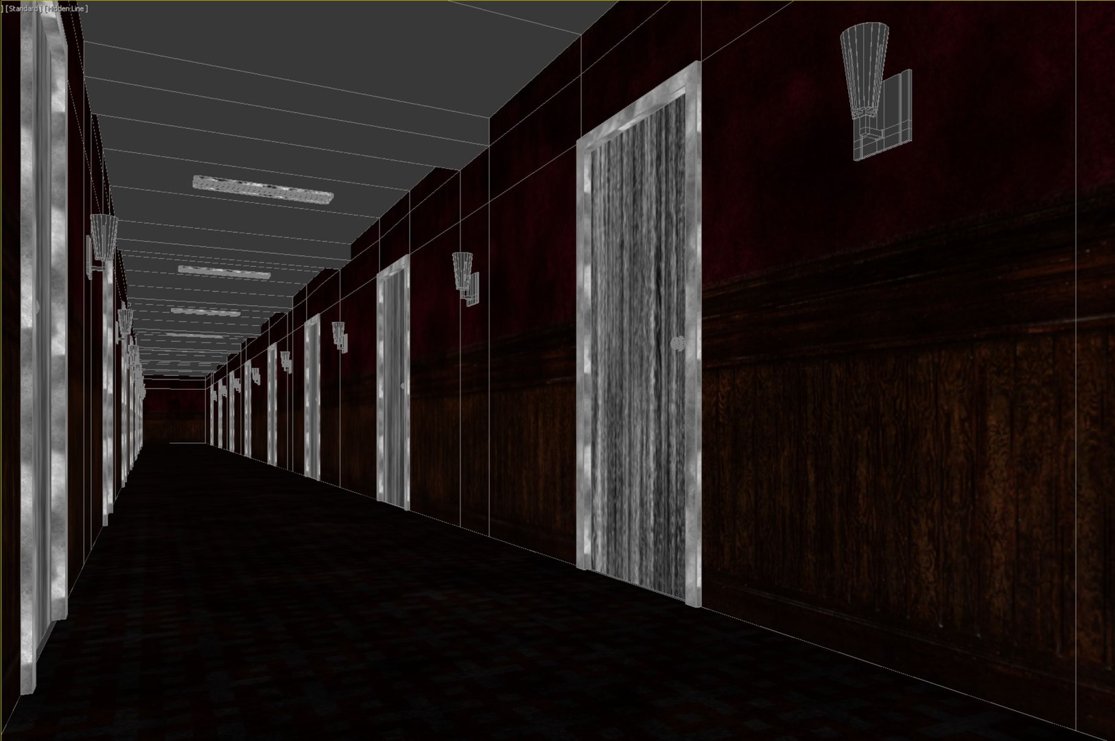 3D Low Poly Scary Dark Old Red Corridor Model - TurboSquid 2015802