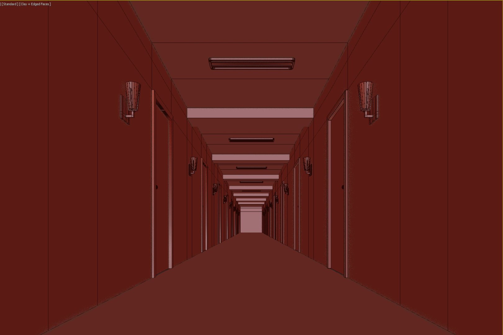 3D Low Poly Scary Dark Old Red Corridor Model - TurboSquid 2015802