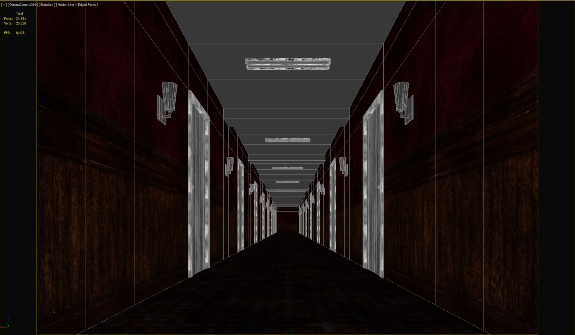 3D Low Poly Scary Dark Old Red Corridor Model - TurboSquid 2015802