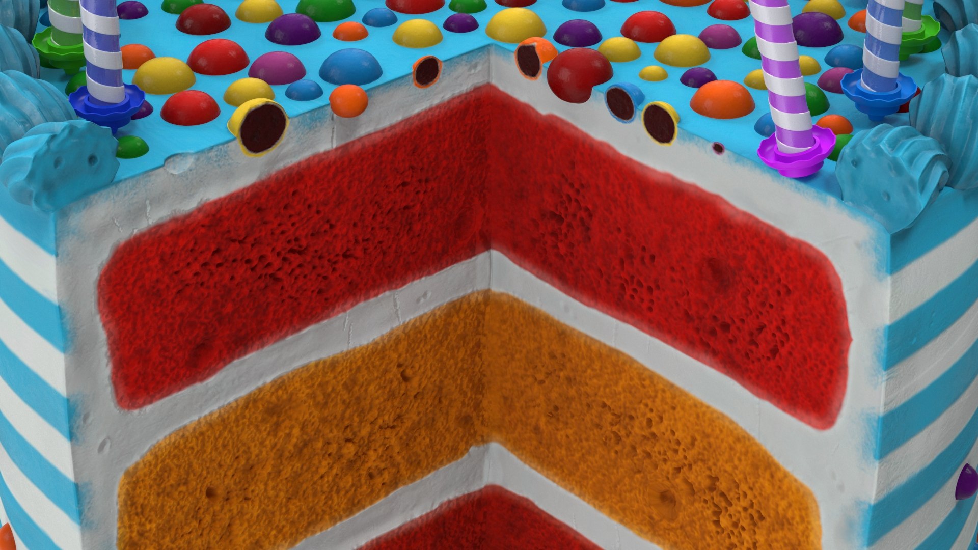 3D Model Birthday Cake With Slice Removed - TurboSquid 2193571