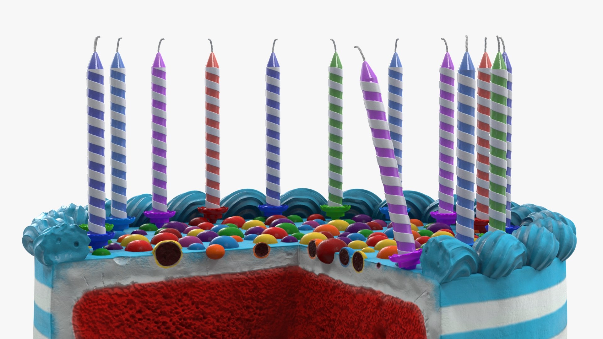 3D Model Birthday Cake With Slice Removed - TurboSquid 2193571
