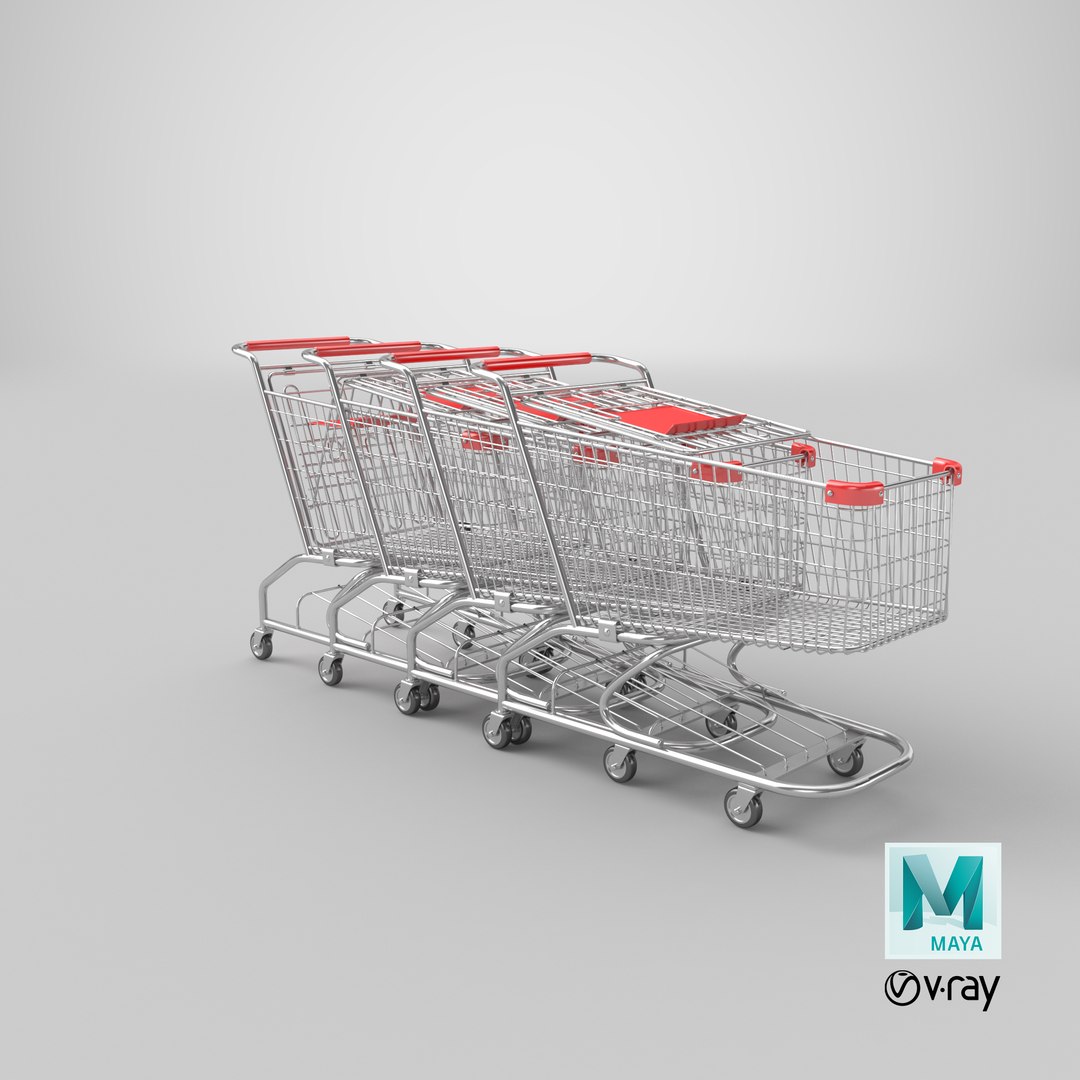 Detailed Shopping Carts Linear Array model - TurboSquid 1999944