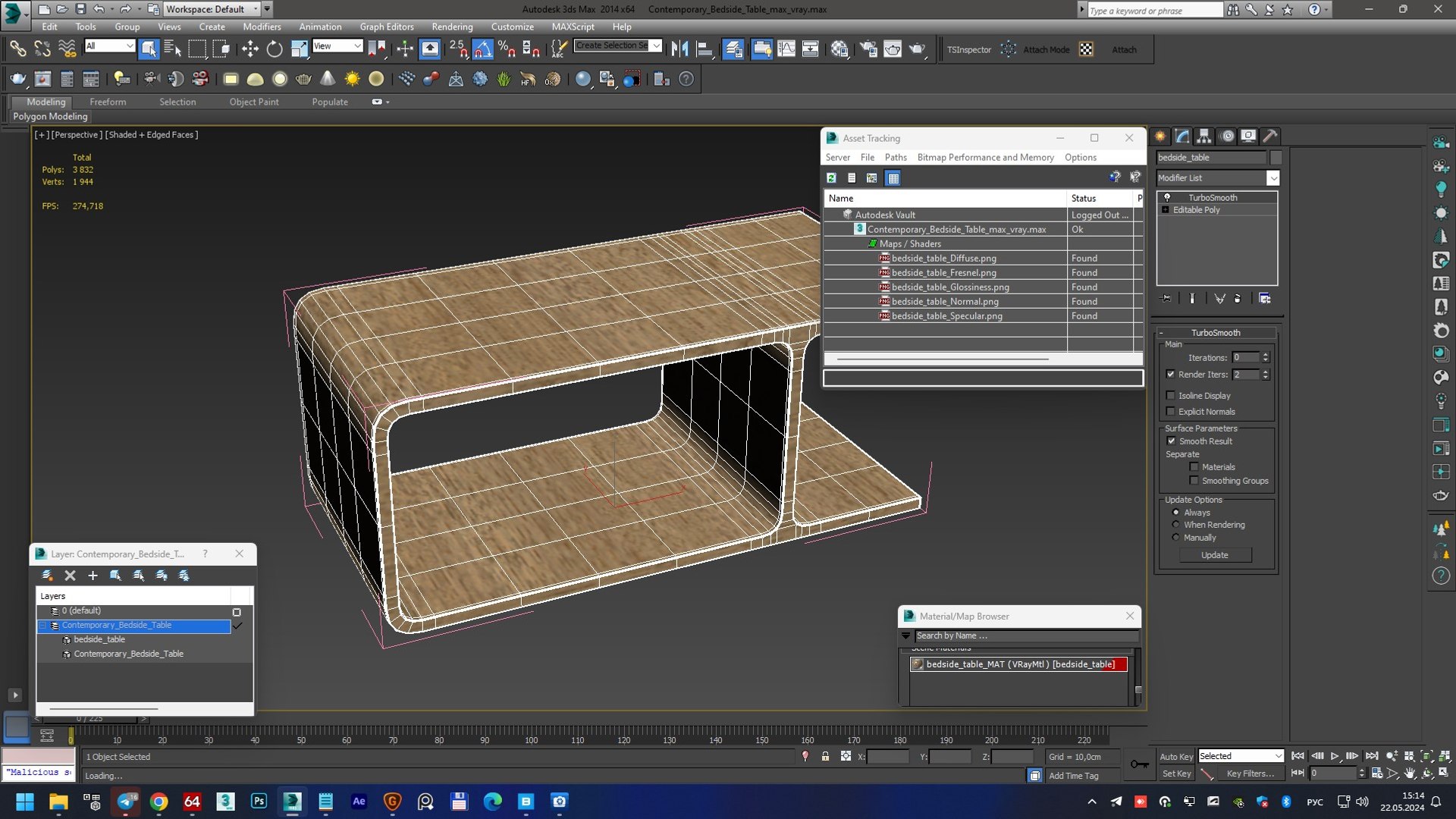 Contemporary Bedside Table For 3D Print 3D Model - TurboSquid 2258179