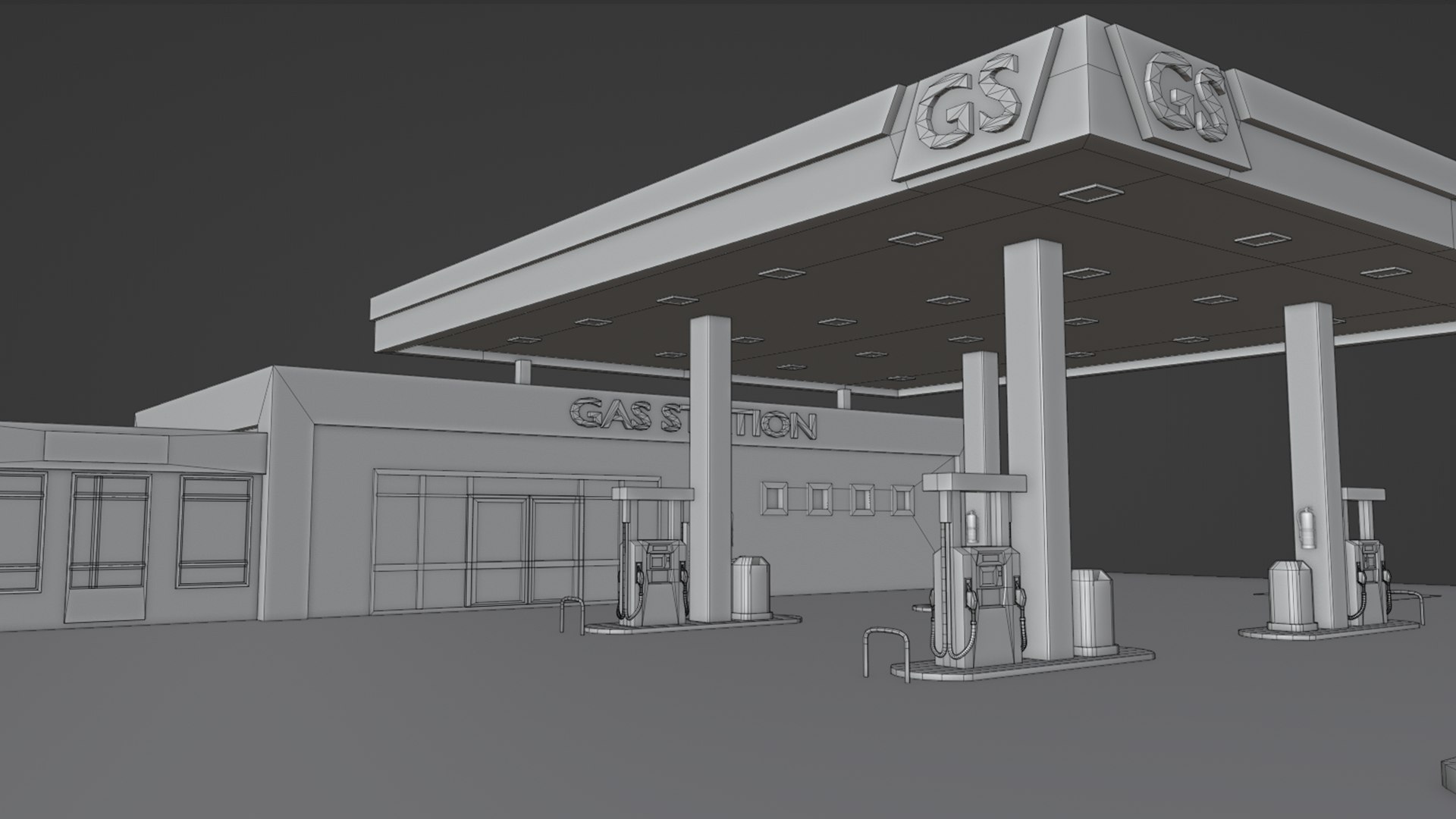 3D Gas Station Low Poly Model - TurboSquid 2058283