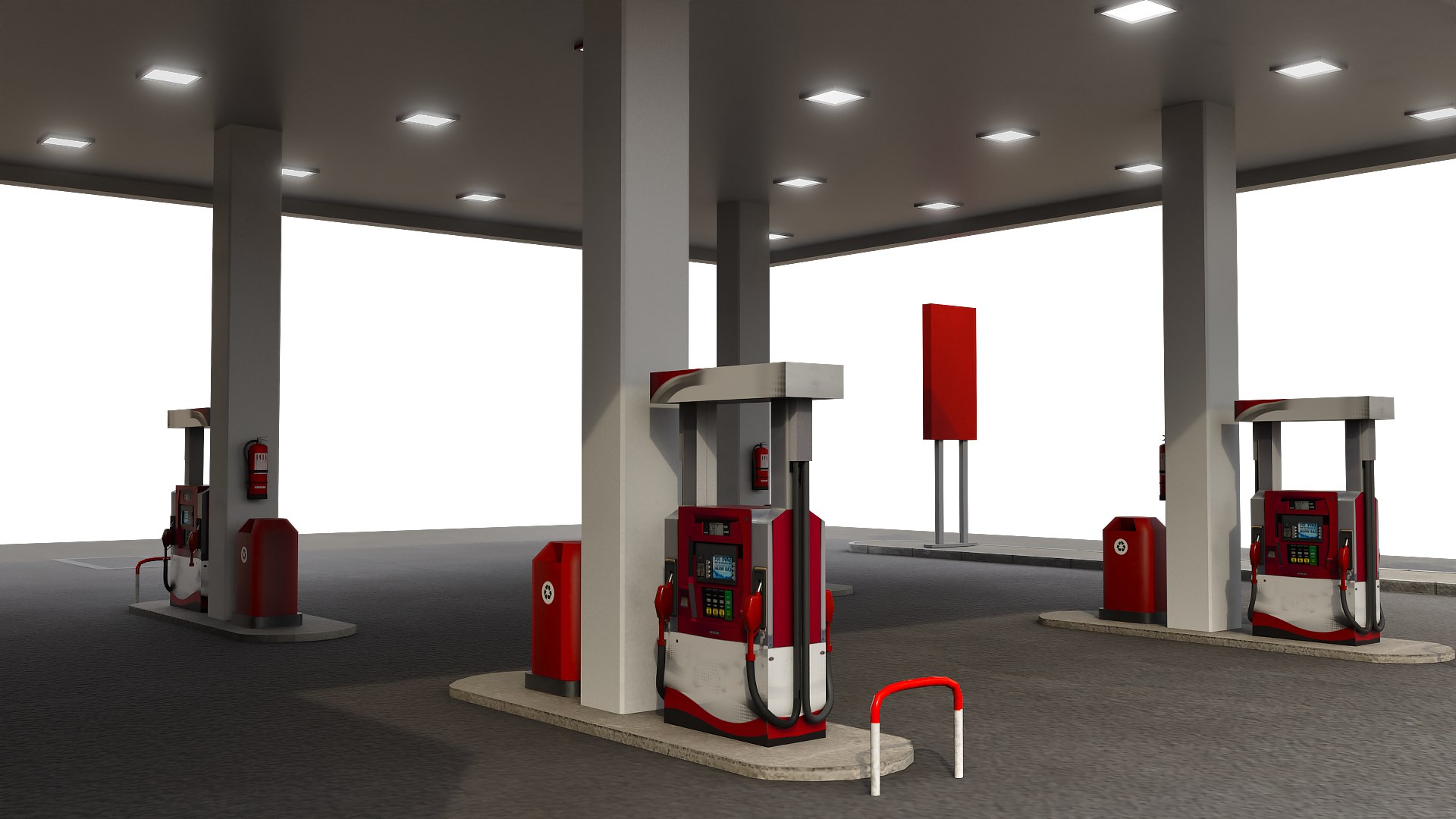 3D Gas Station Low Poly Model - TurboSquid 2058283
