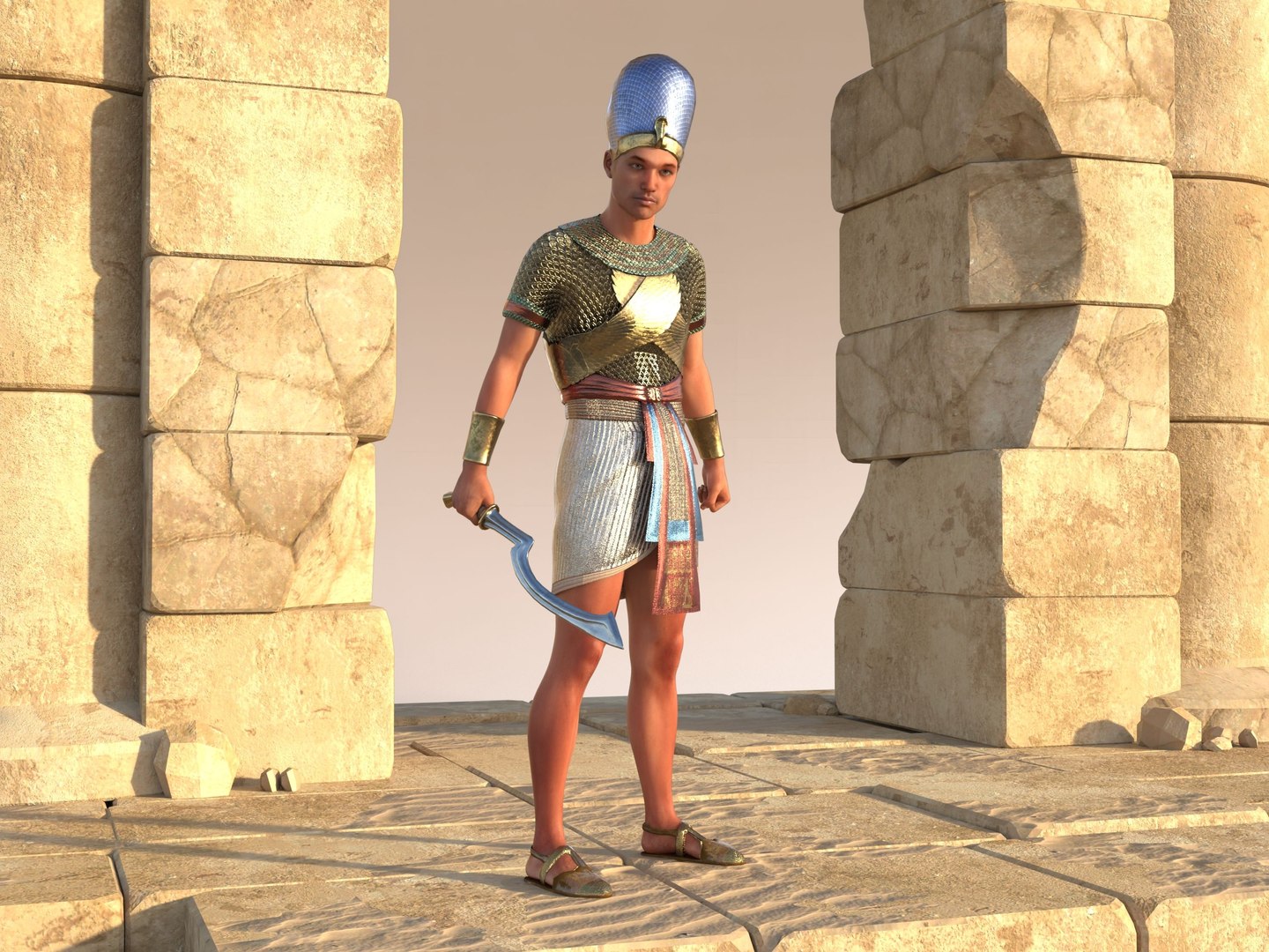 Pharaoh - The Egypt Warrior Rigged Low-poly 3D Model 3D Model ...