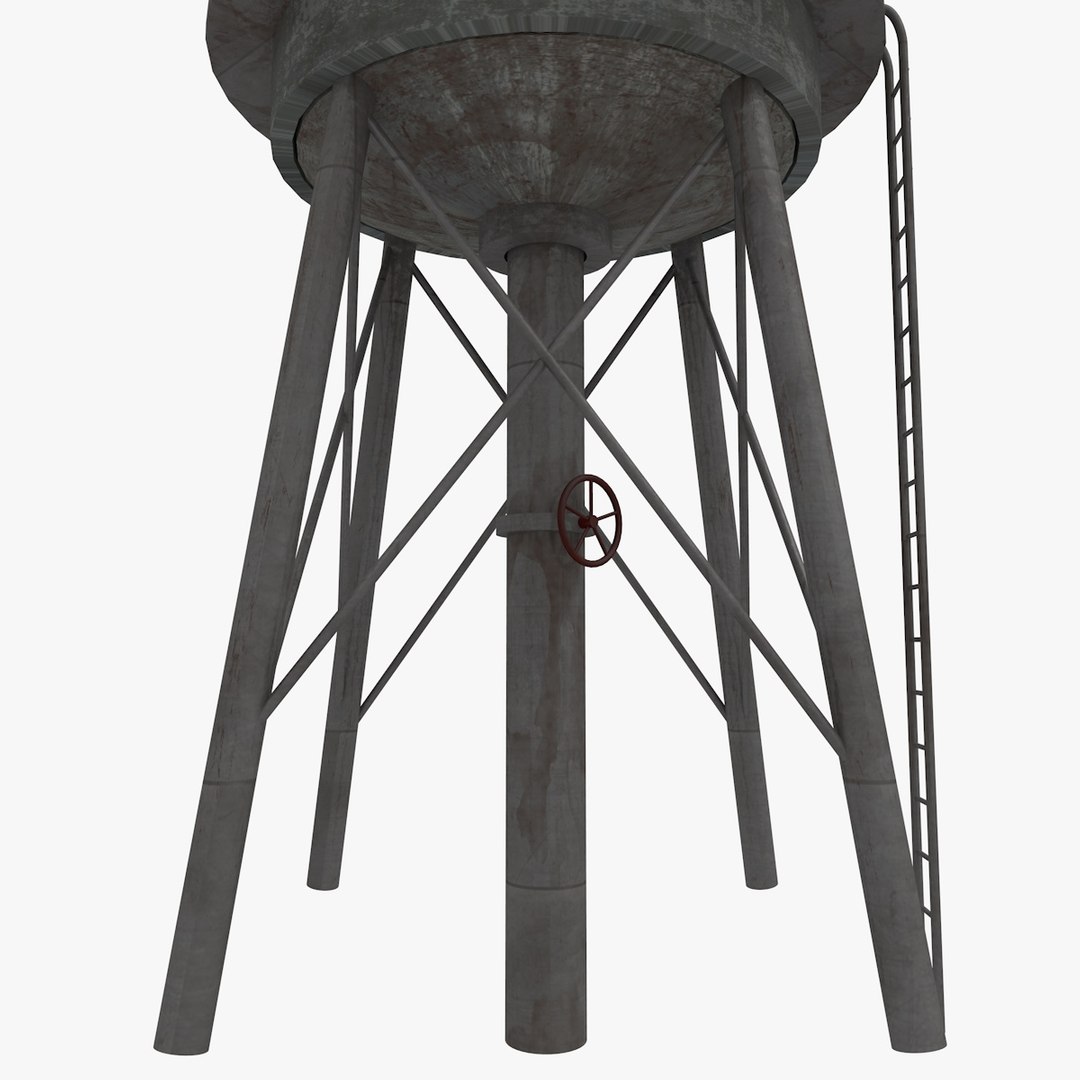 3d Weathered Water Tower Model