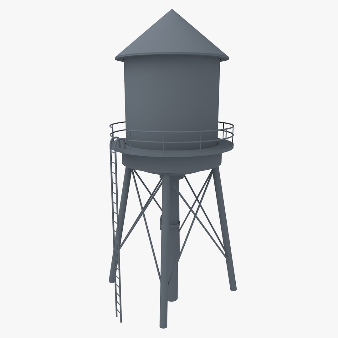 3d Weathered Water Tower Model
