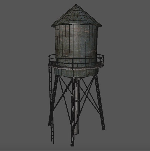 3d weathered water tower model