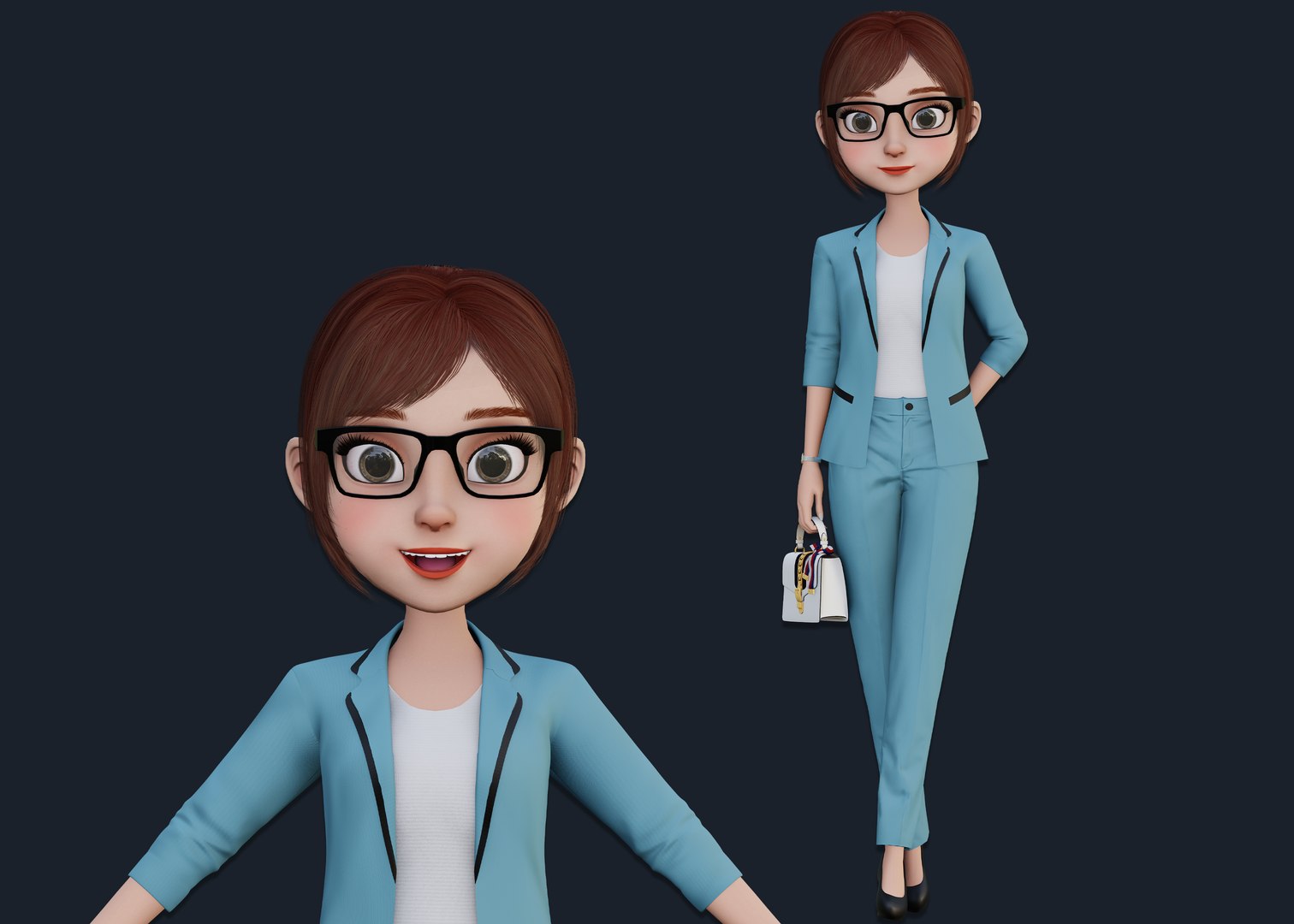 3D Cartoon Teacher Rigged Model - TurboSquid 2174787