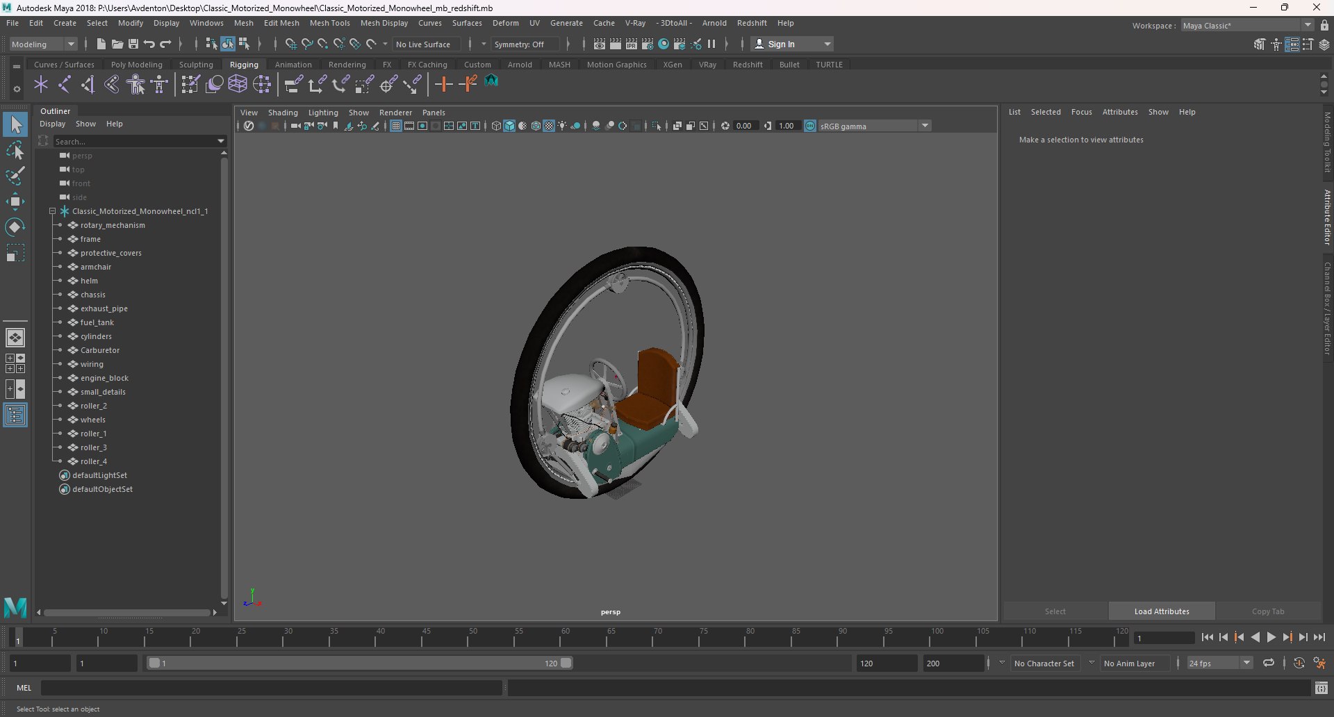 3D Classic Motorized Monowheel Model - TurboSquid 2318901