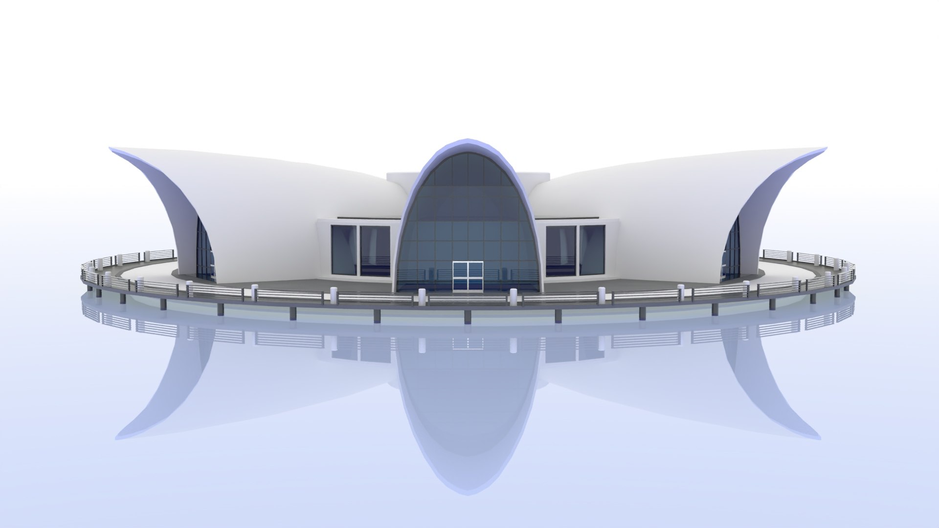 Modern Floating Museum Building Interior And Exterior 3D - TurboSquid ...