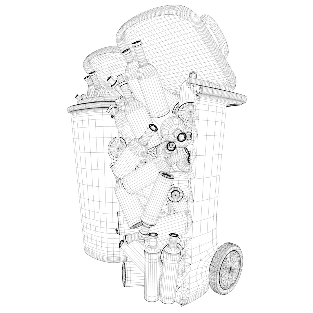 3d model of glass garbage bin