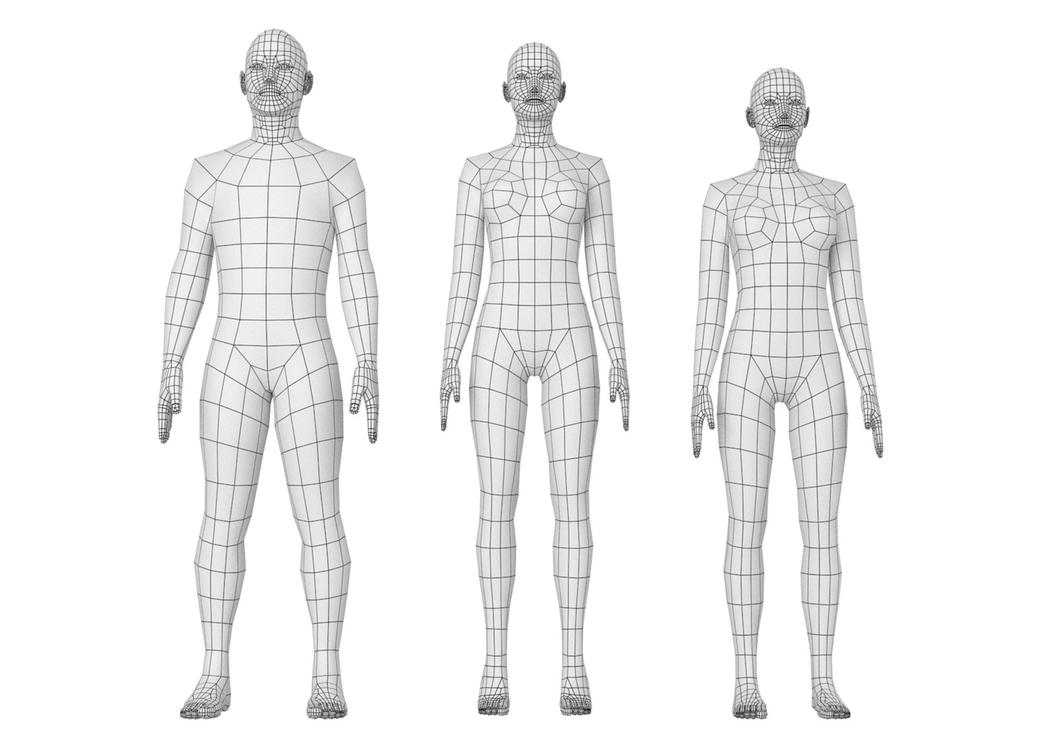 3D Natural Male And Female In Rest Pose Base Mesh Model - TurboSquid ...