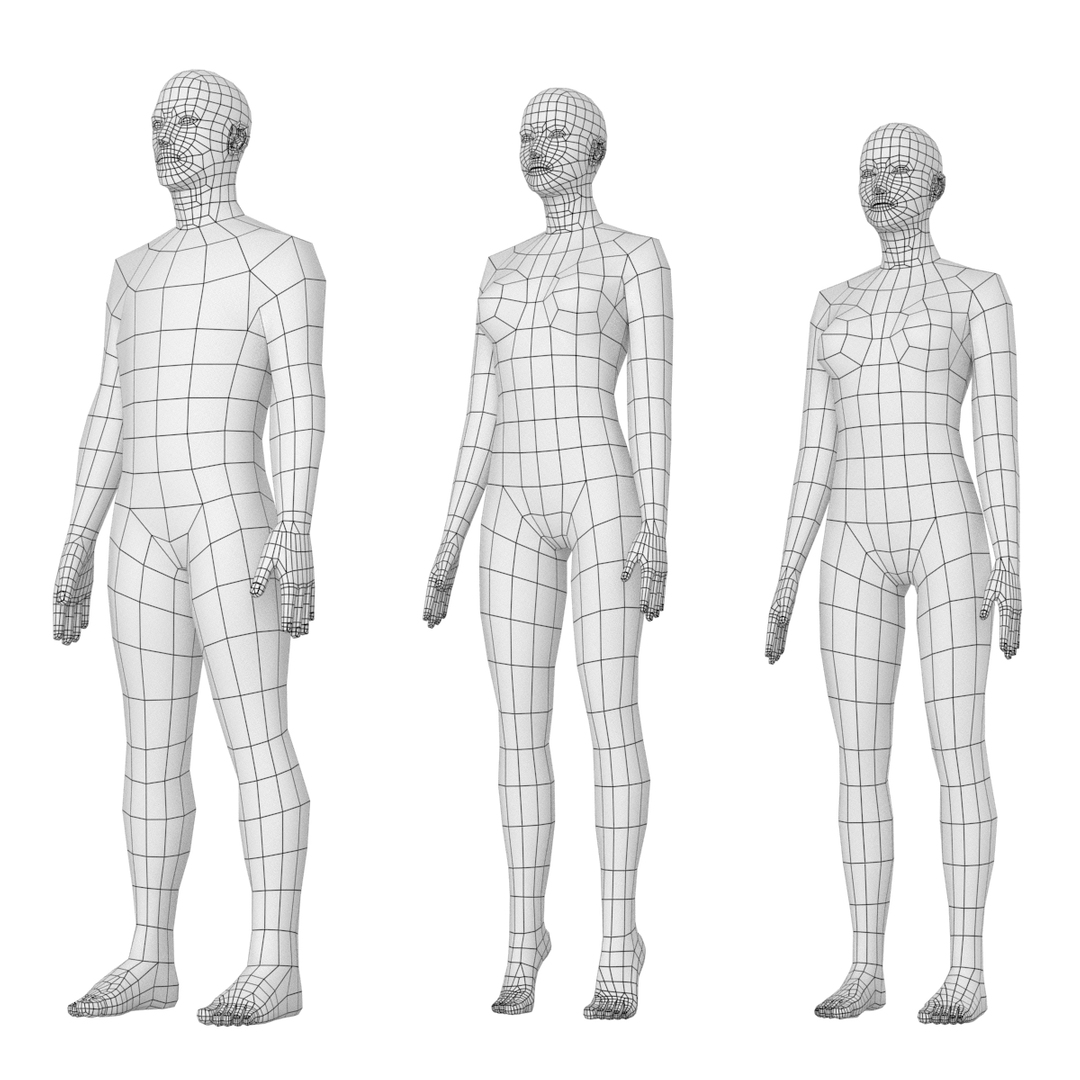 3D Natural Male And Female In Rest Pose Base Mesh Model - TurboSquid ...