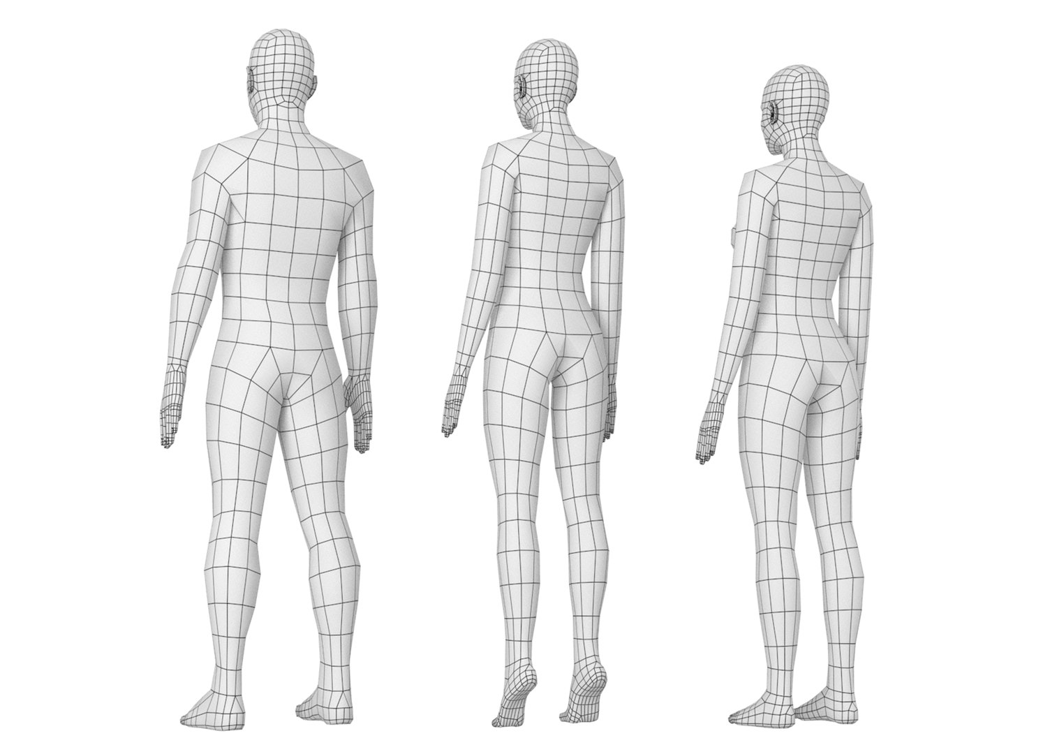 3D Natural Male And Female In Rest Pose Base Mesh Model - TurboSquid ...
