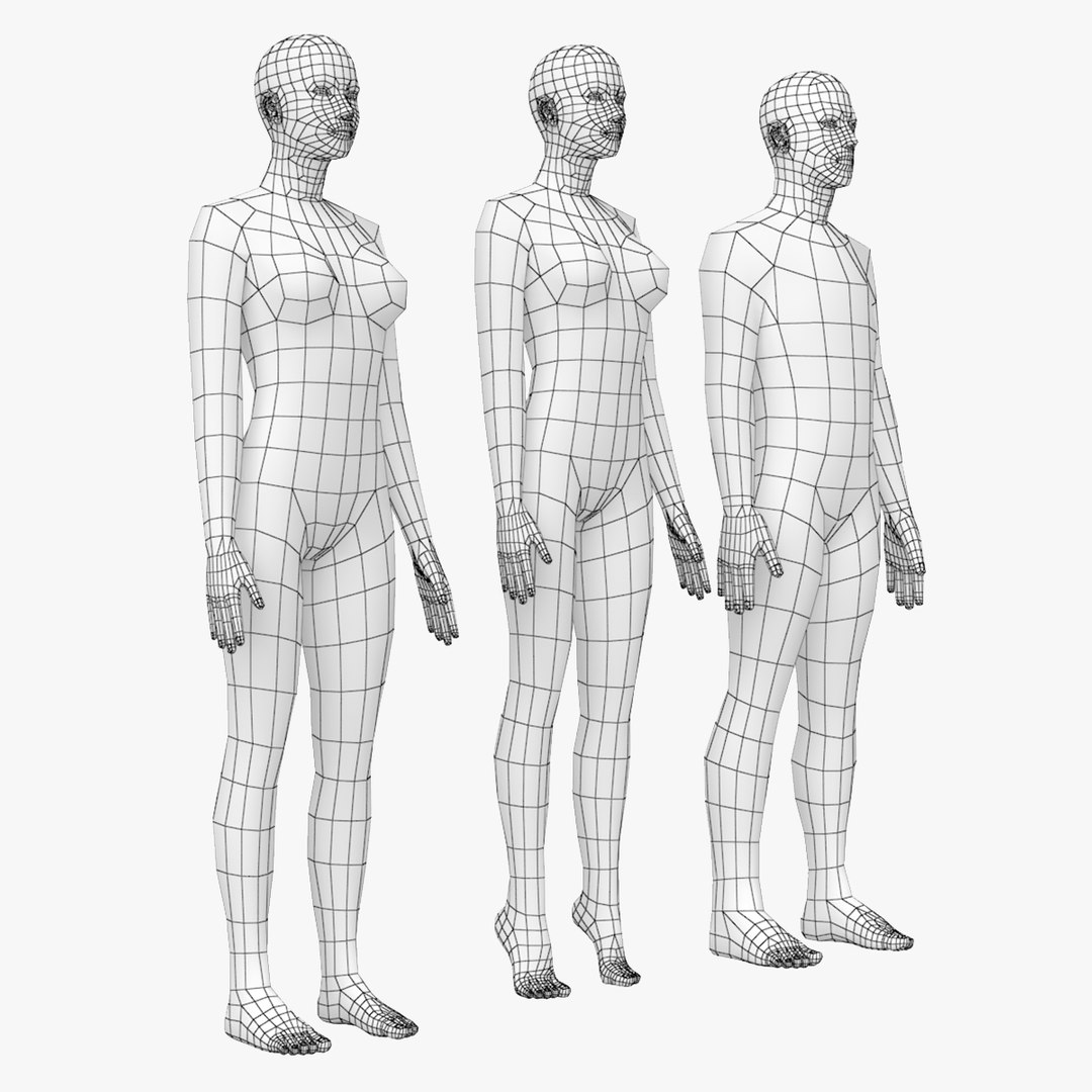 3D Natural Male And Female In Rest Pose Base Mesh Model - TurboSquid ...