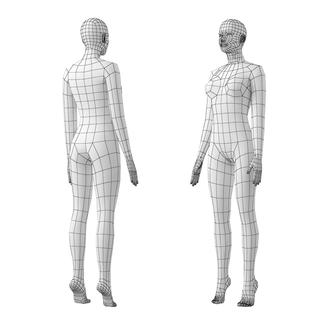 3D Natural Male And Female In Rest Pose Base Mesh Model - TurboSquid ...