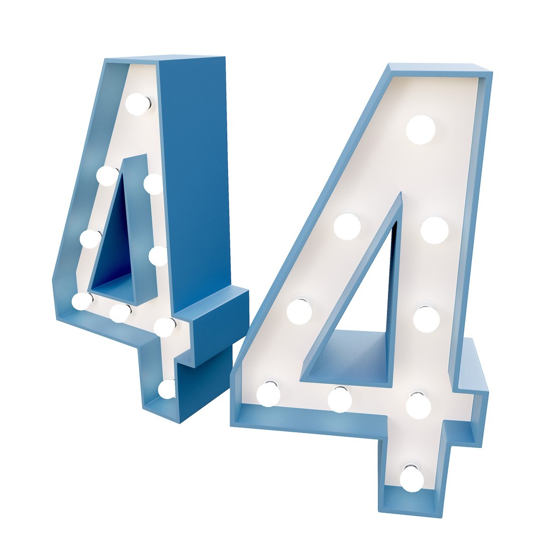 Marquee Number Four Light Bulb Glow Sign 3dmodel 3D Model - TurboSquid ...