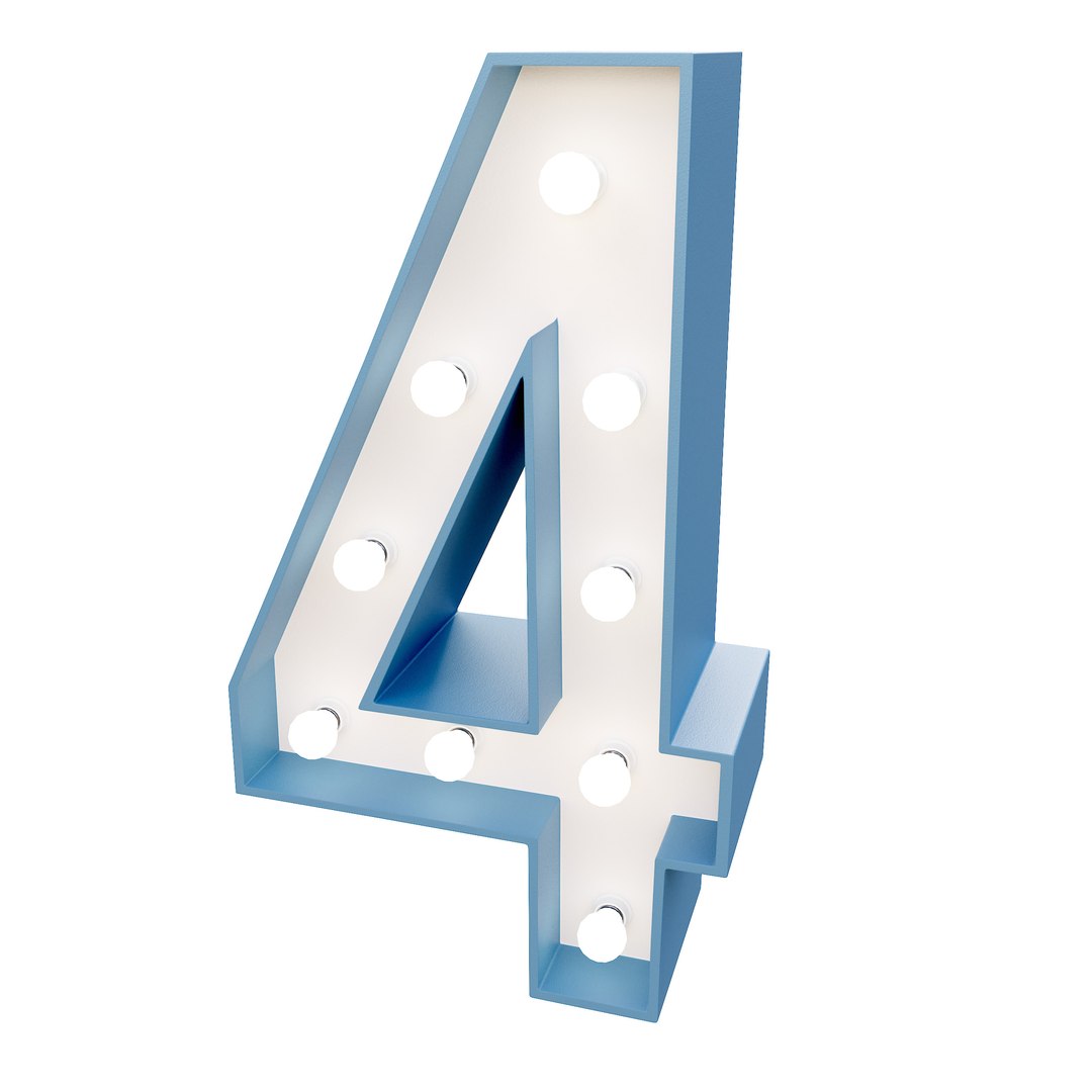 Marquee Number Four Light Bulb Glow Sign 3dmodel 3D Model - TurboSquid ...