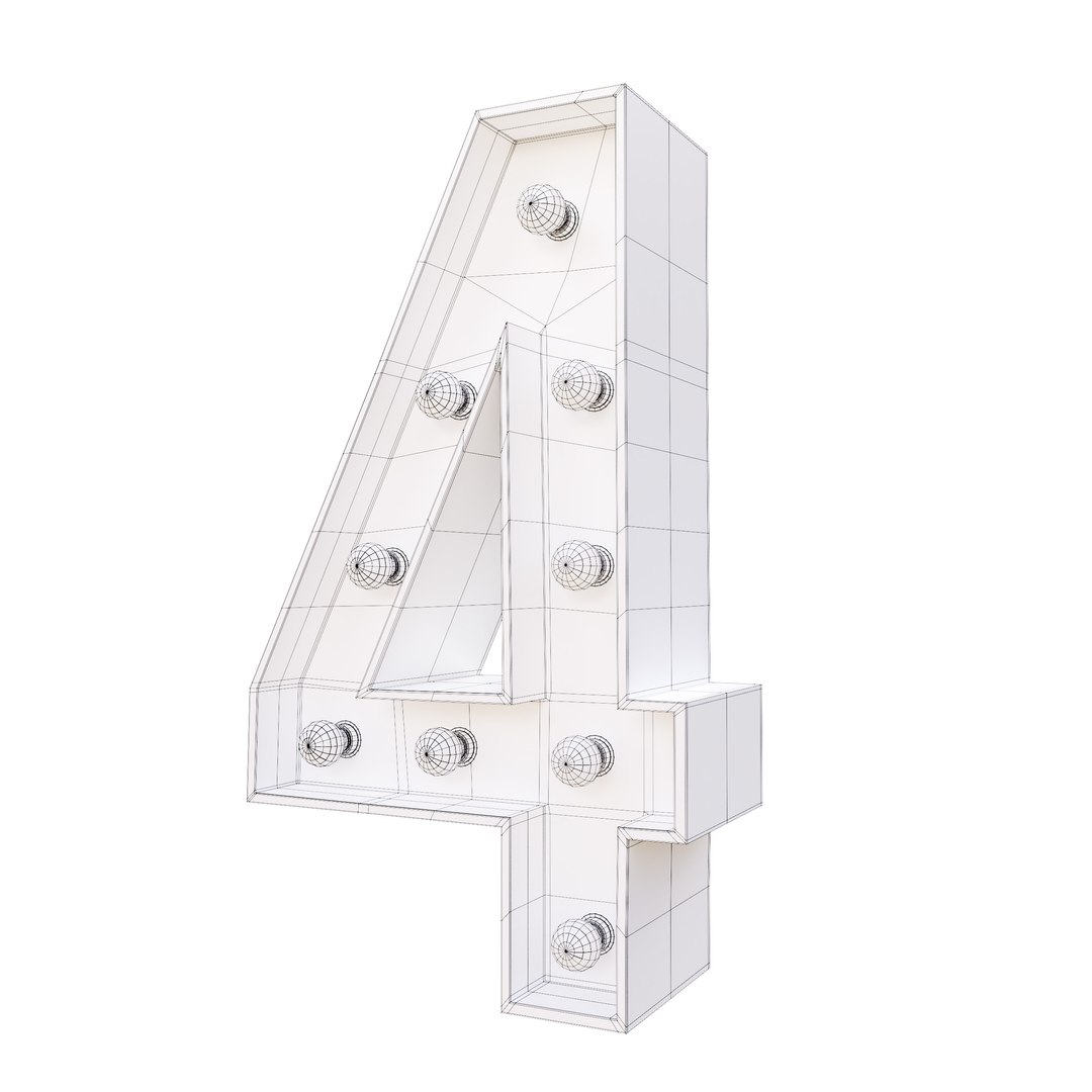 Marquee Number Four Light Bulb Glow Sign 3dmodel 3D Model - TurboSquid ...