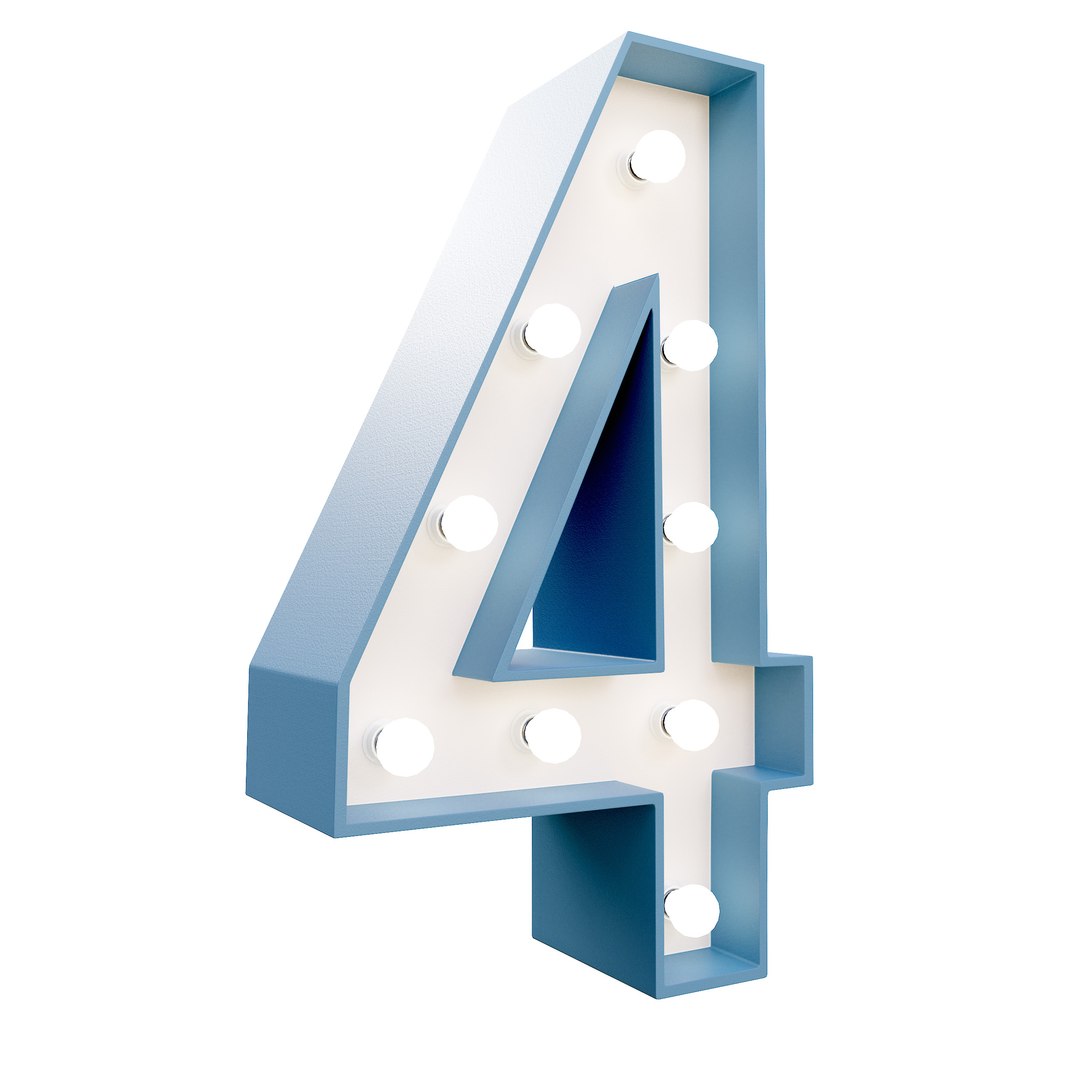 Marquee Number Four Light Bulb Glow Sign 3dmodel 3D Model - TurboSquid ...