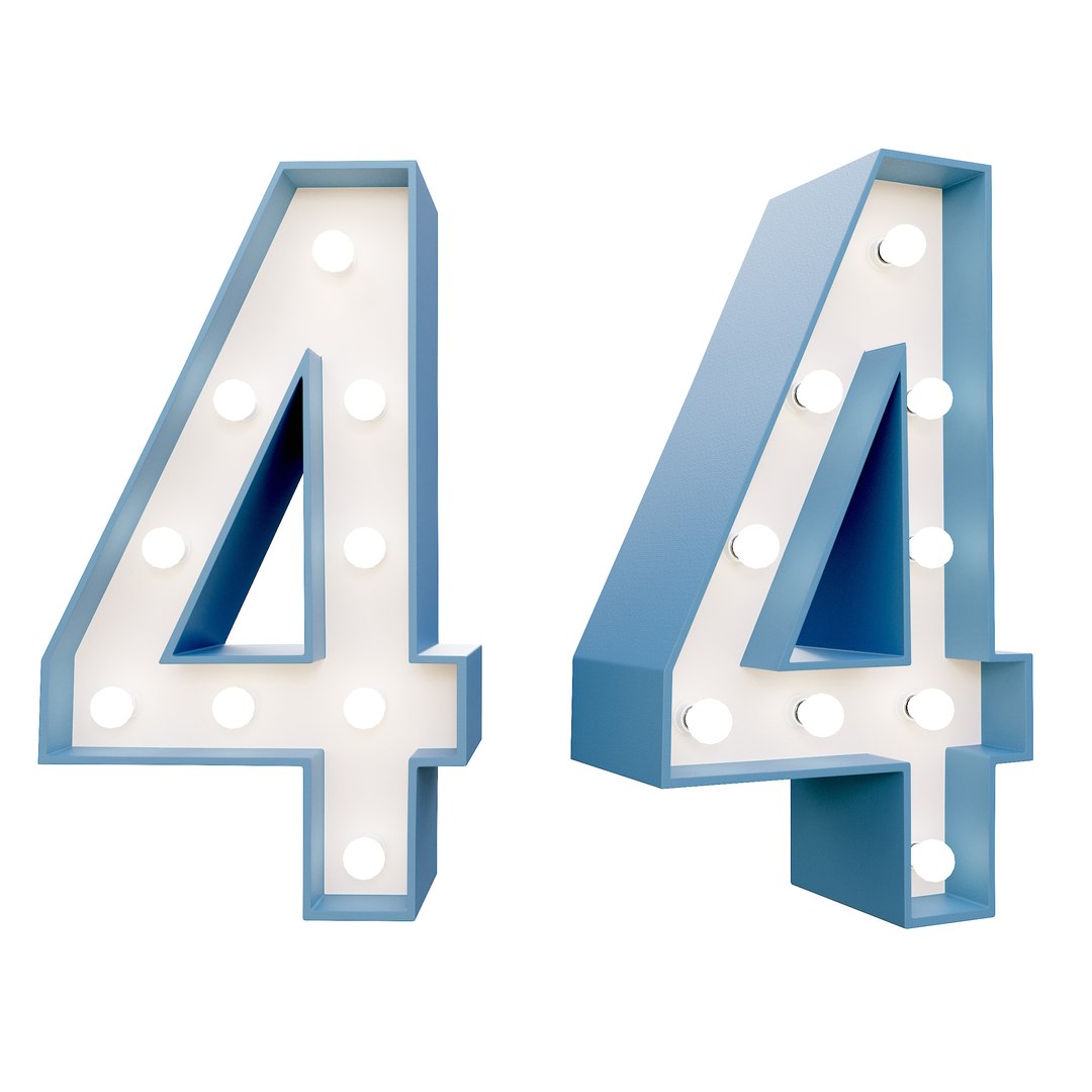 Marquee Number Four Light Bulb Glow Sign 3dmodel 3D Model - TurboSquid ...