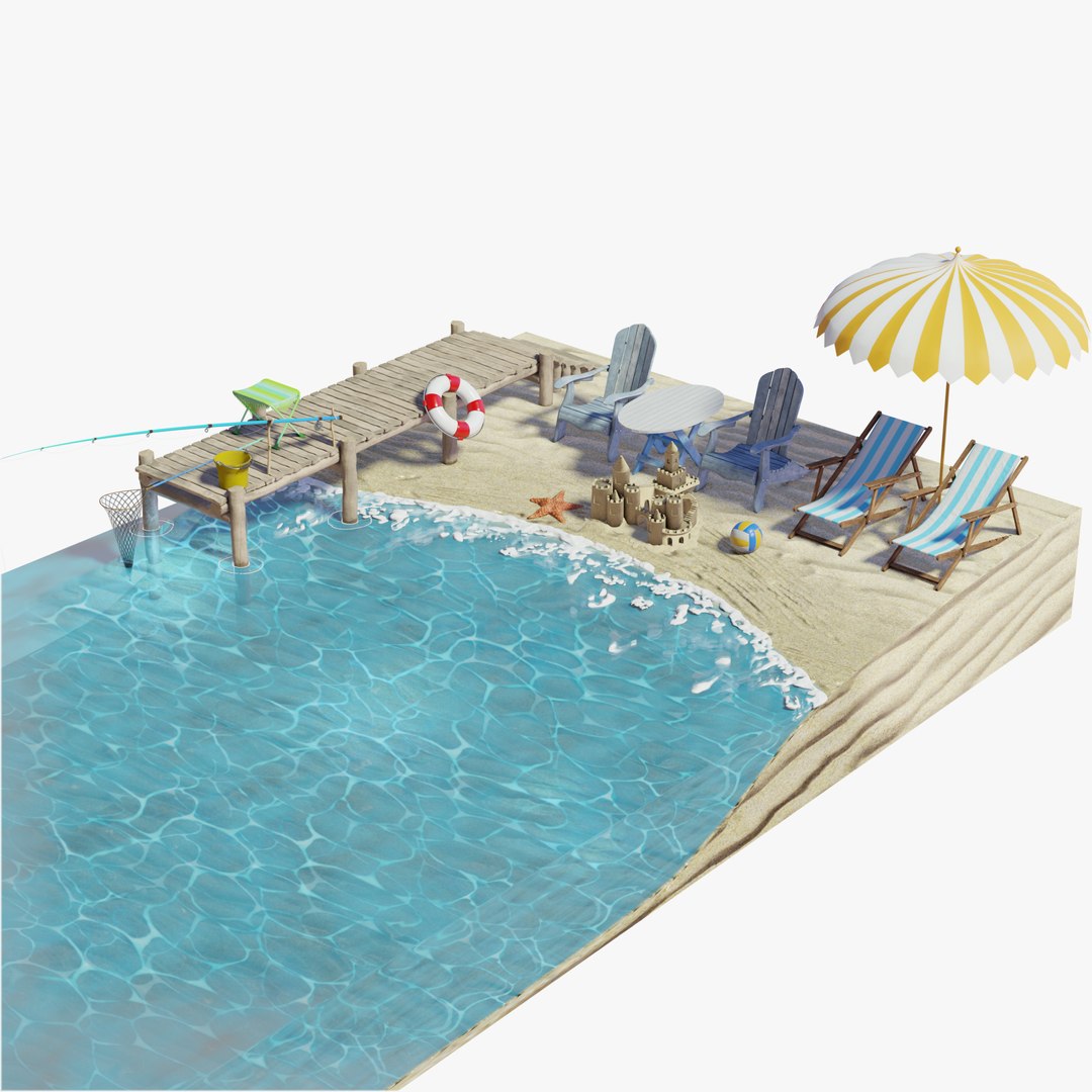 3D model Beach Fragment Scene PBR - TurboSquid 1999681