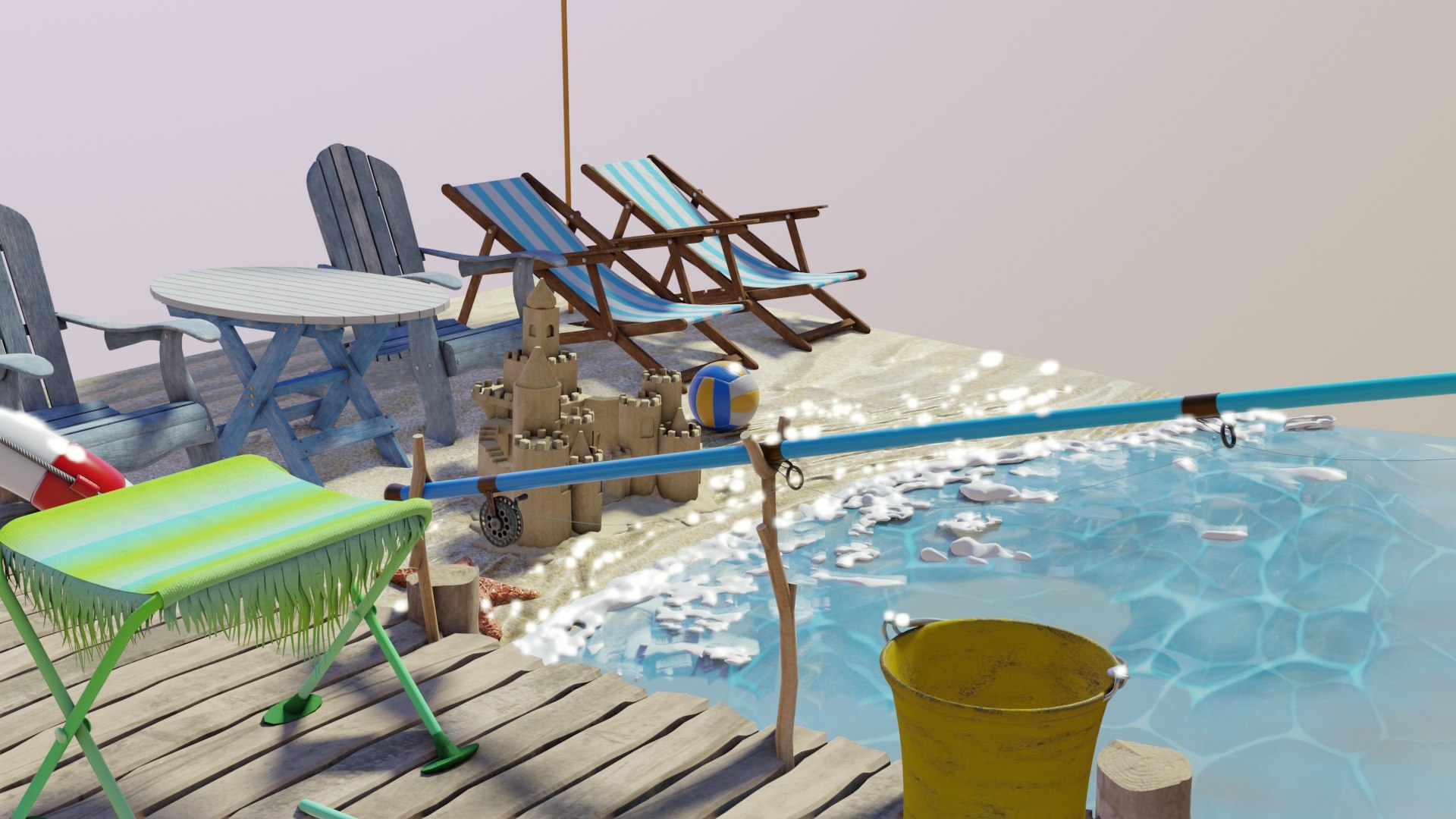 3D Model Beach Fragment Scene PBR - TurboSquid 1999681