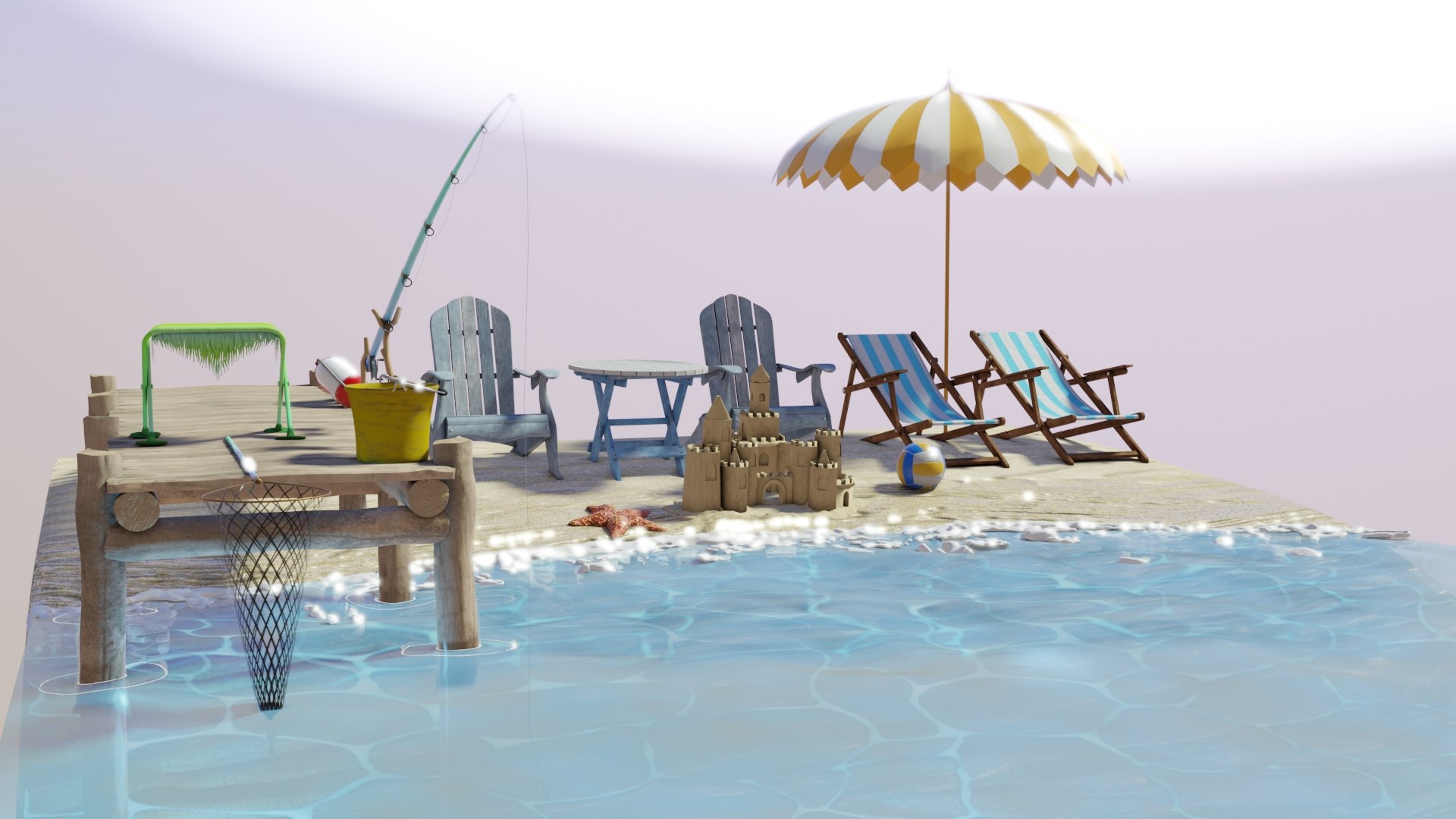 3D Model Beach Fragment Scene PBR - TurboSquid 1999681
