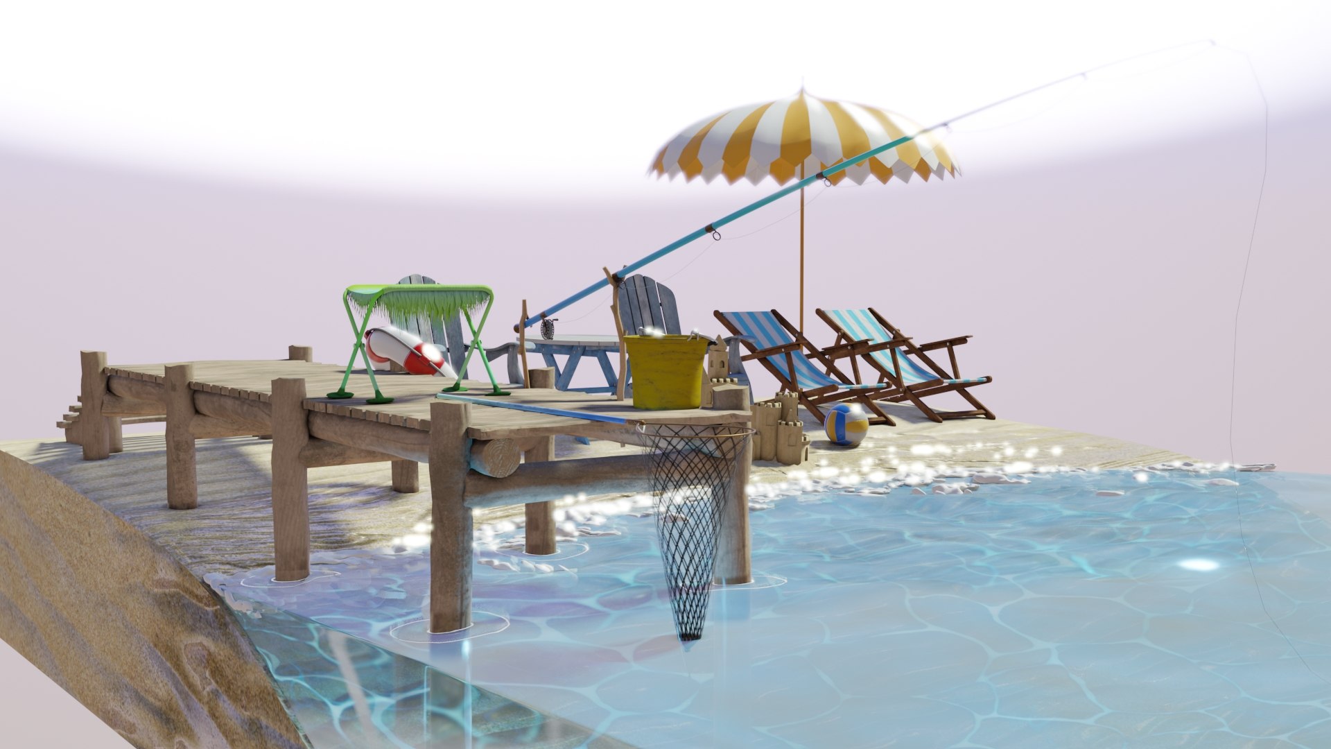 3D Model Beach Fragment Scene PBR - TurboSquid 1999681