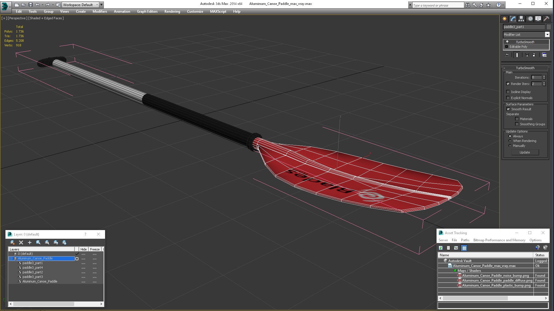 Aluminum Canoe Paddle 3D Model - TurboSquid 2215052